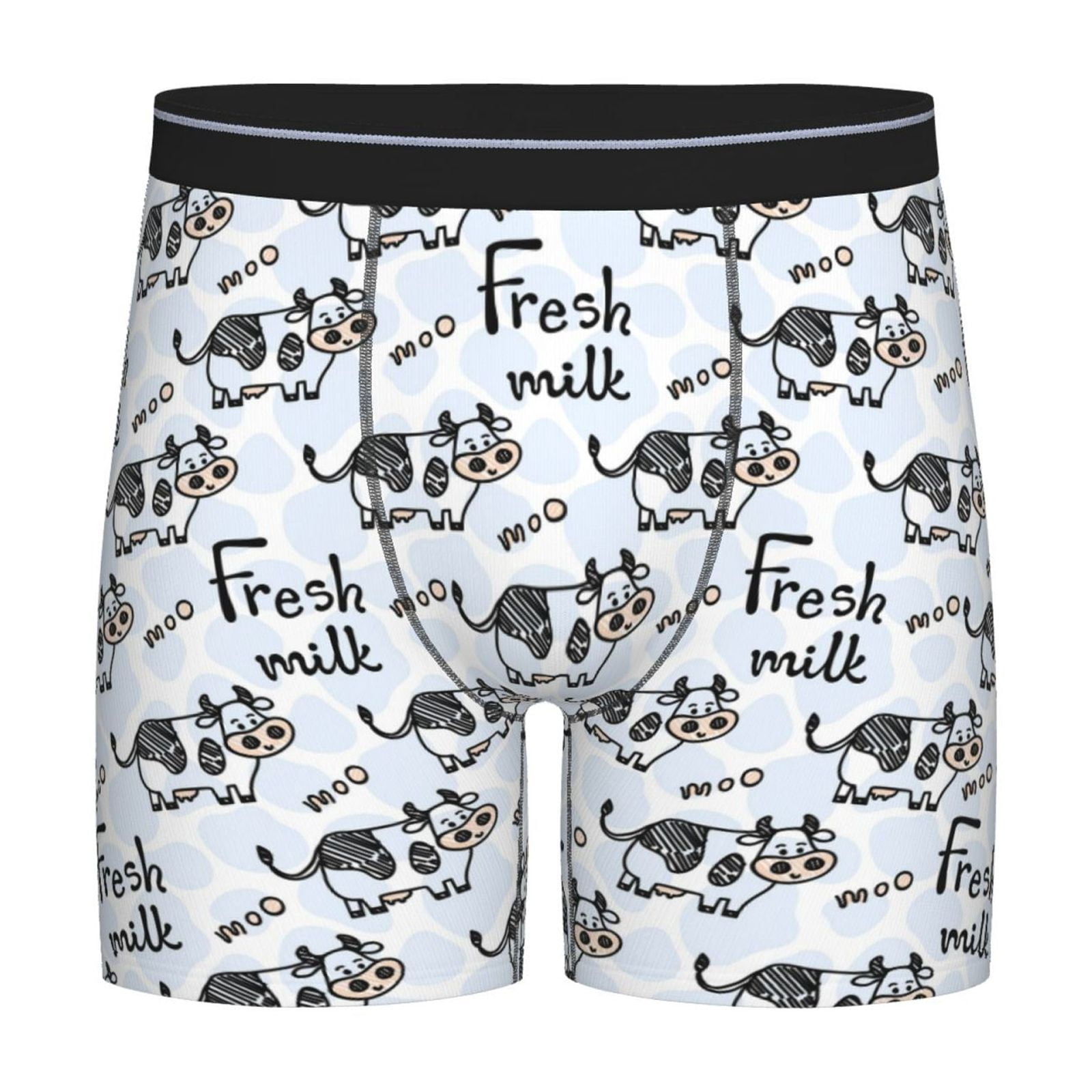 Qokaie Cow With Fresh Milk for Men's Cotton Briefs Underwear, Long Leg ...