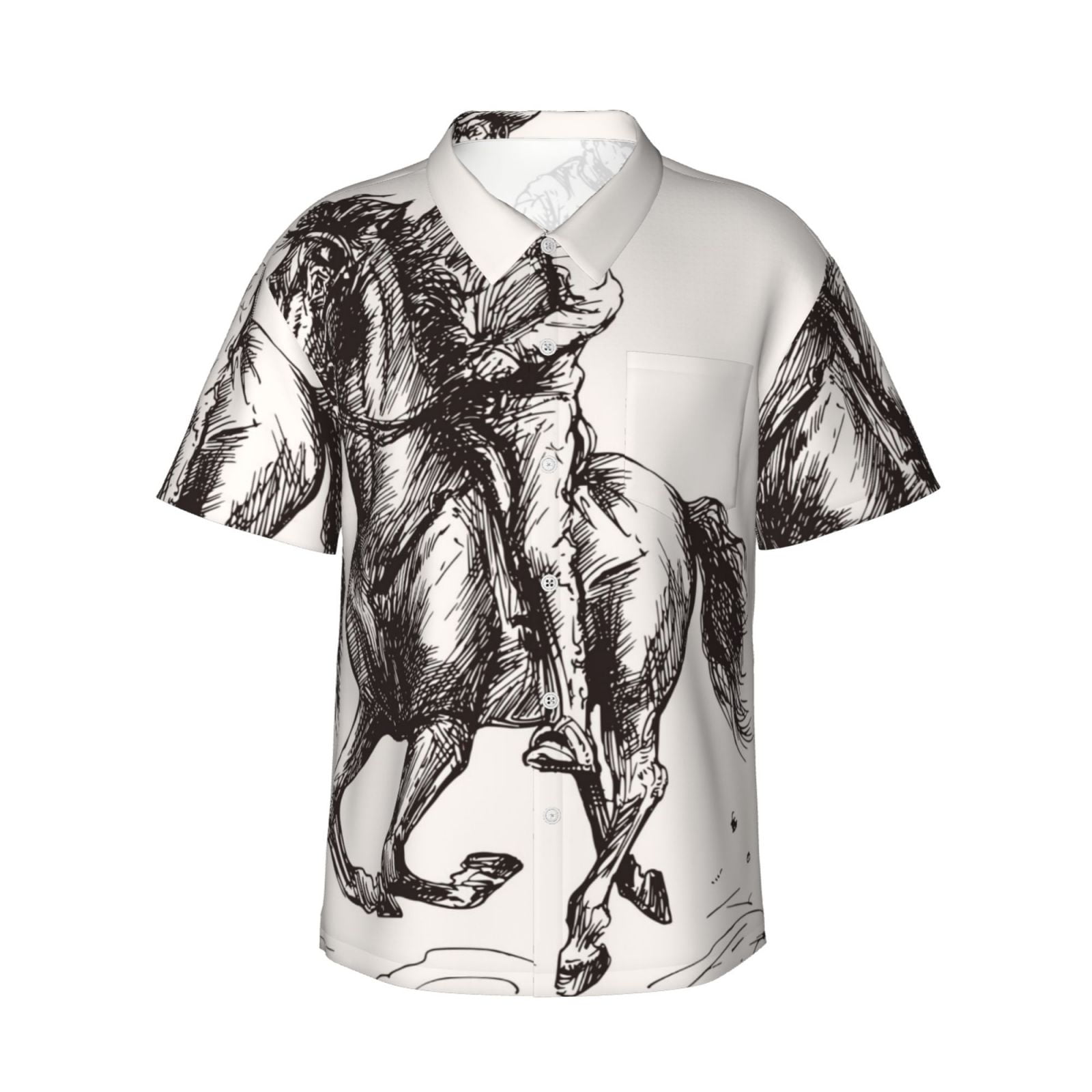Qokaie Cowboy Ride A Horse Print Men’s Hawaiian Shirt – Tropical Short ...