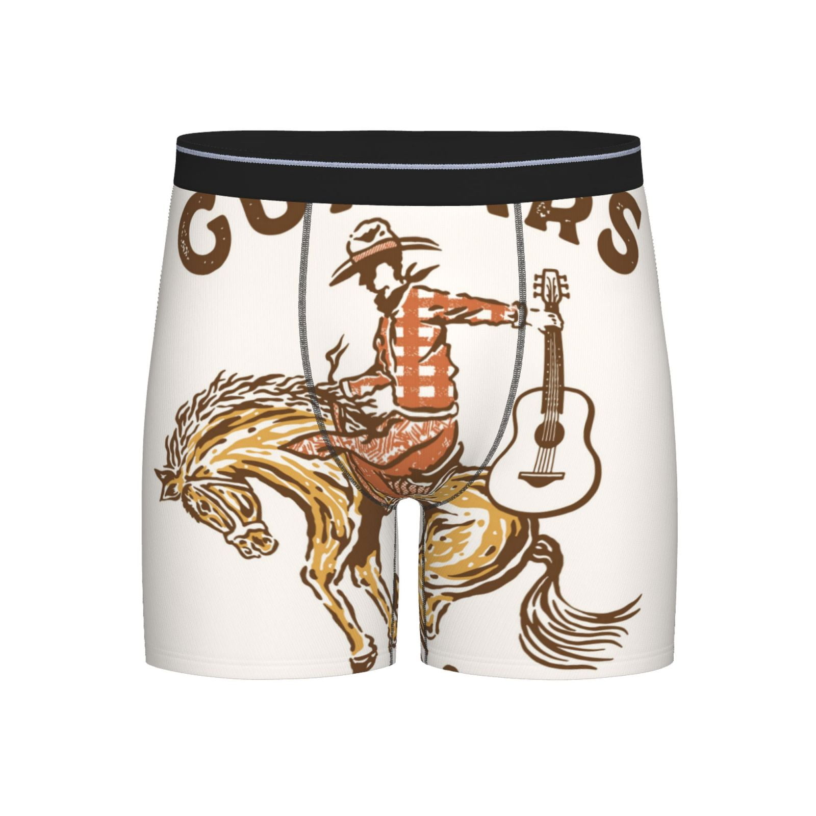 Qokaie Cowboy Rodeo Guitar for Men's Cotton Briefs Underwear, Long Leg ...