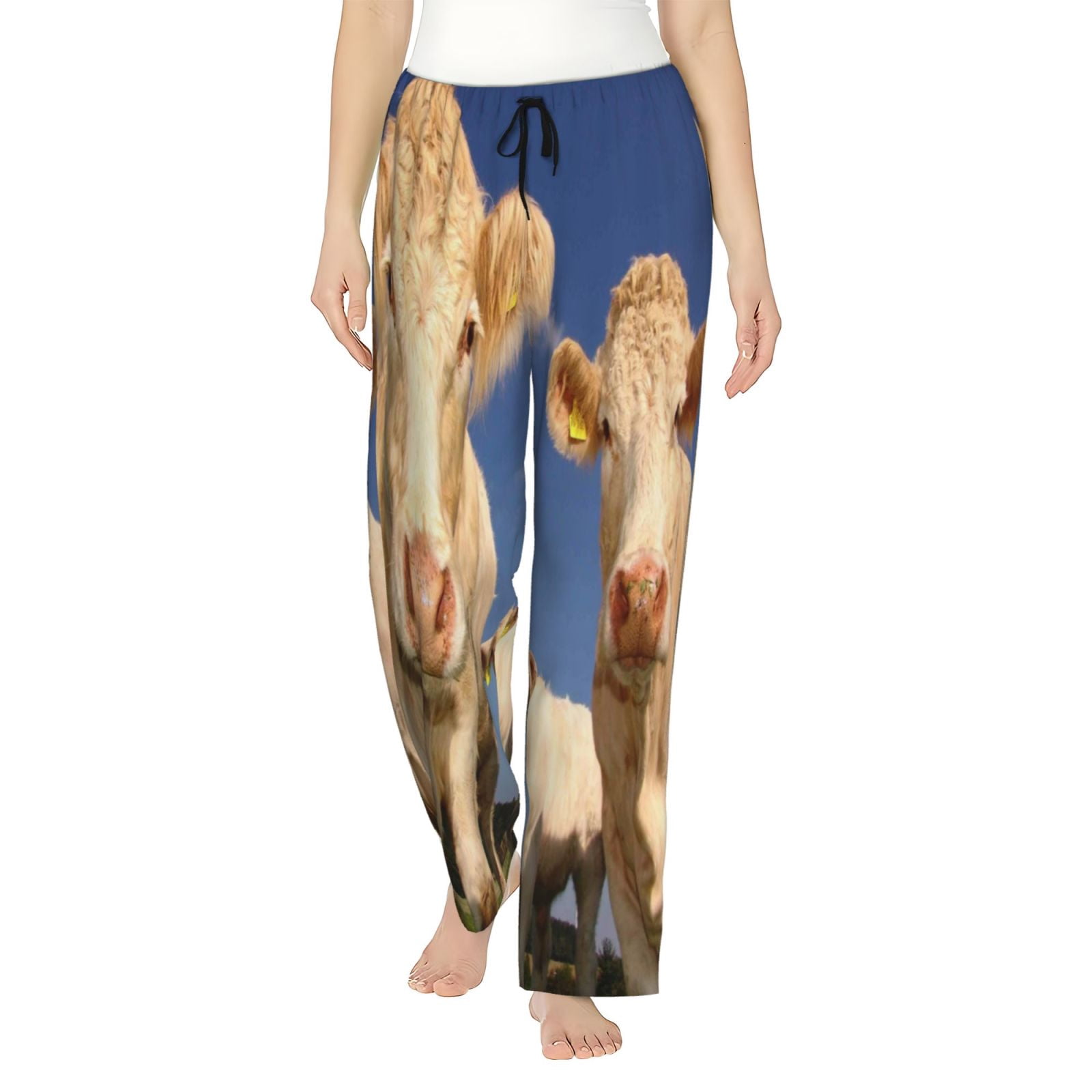 Qokaie Cows Cattles Drawing Silky Soft Women Pajama Pants ,Breathable ...