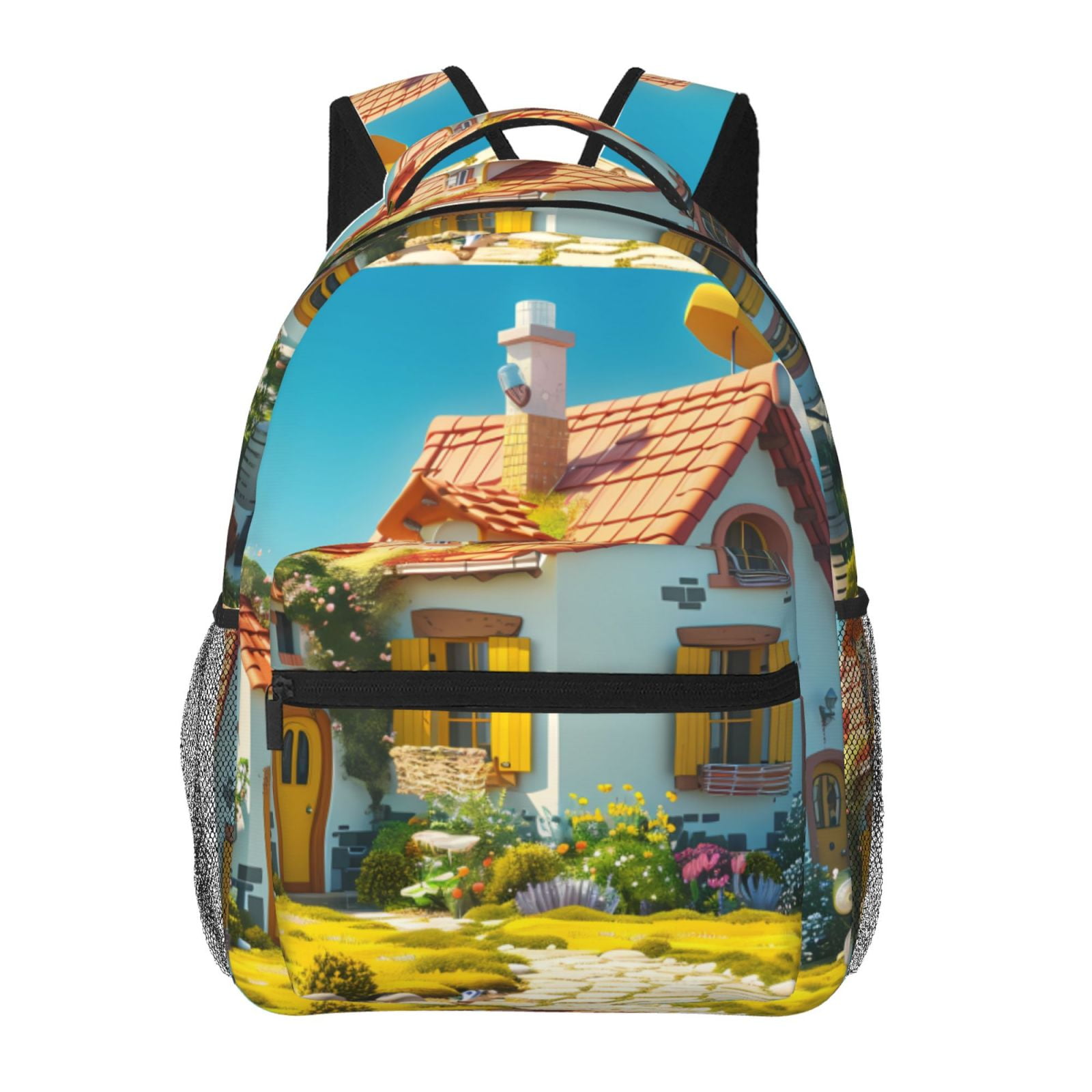 Qokaie Cozy Cartoon Backyard Printed Lightweight Casual Bag, Ergonomic ...