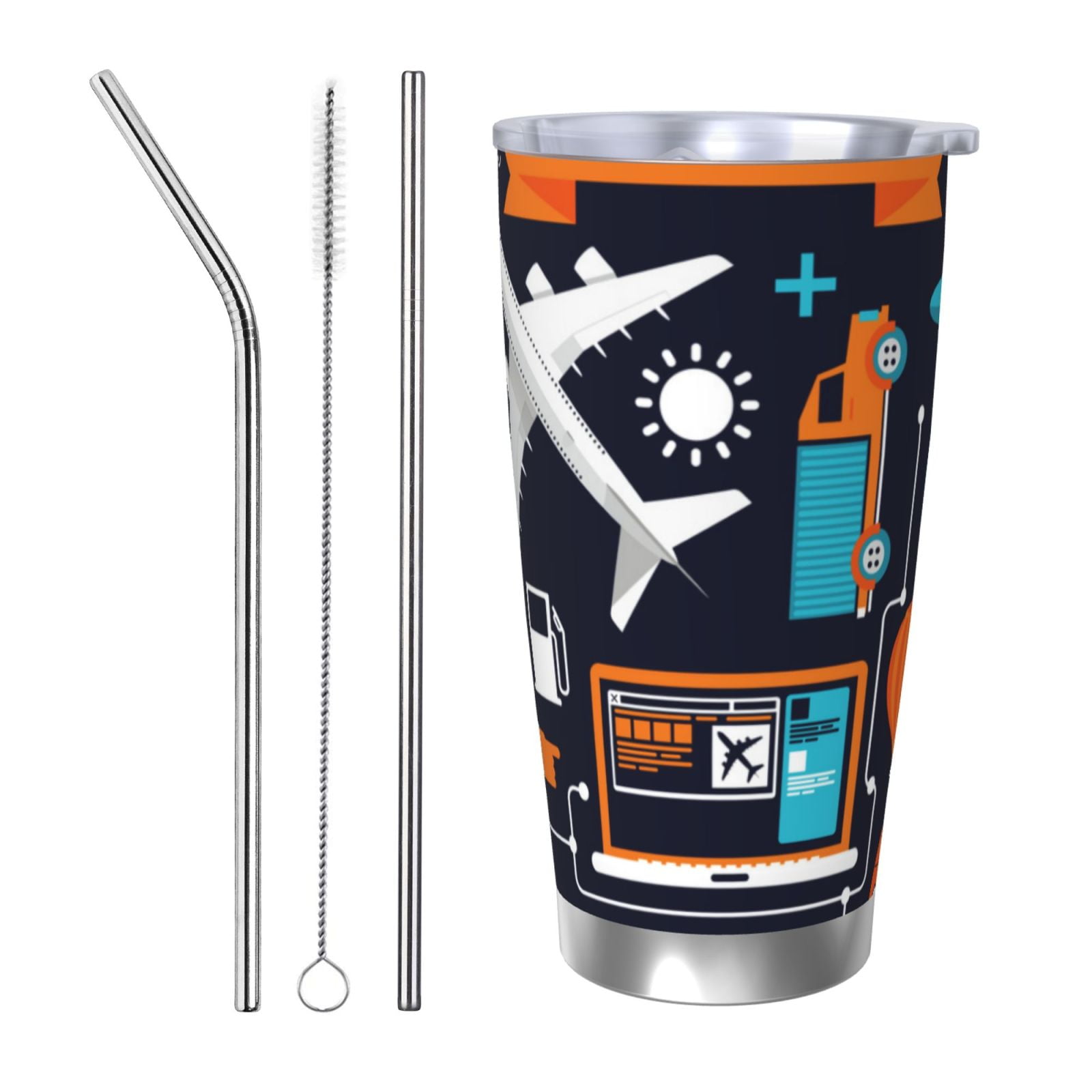 Qokaie Creative Transport Pattern 20 Oz Coffee Car Insulated Coffee Cup ...