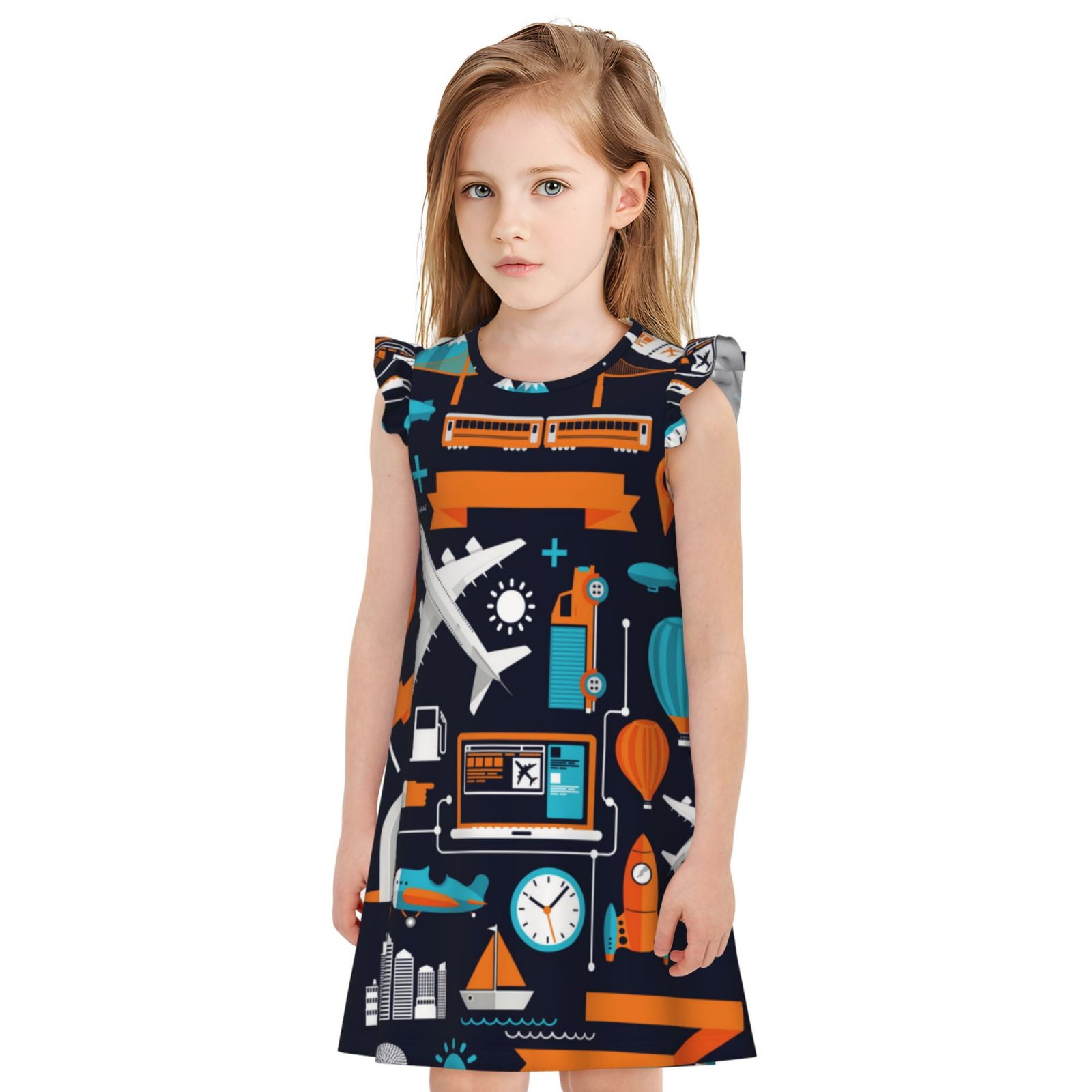 Qokaie Creative Transport Print Girls Nightgowns, Nightgown Princess ...