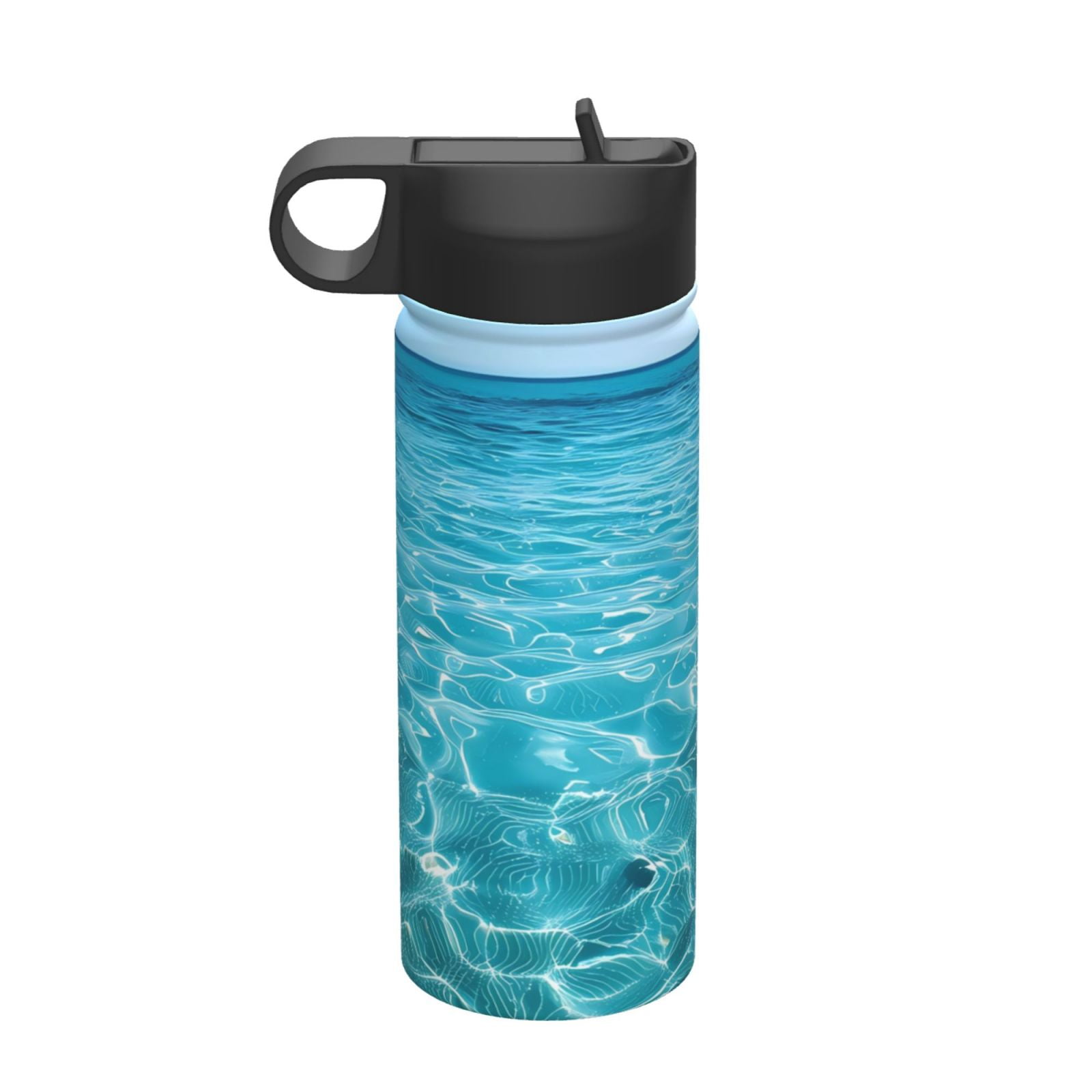 Qokaie Crystal Clear Ocean Waves Pattern 18oz Insulated Water Bottle ...