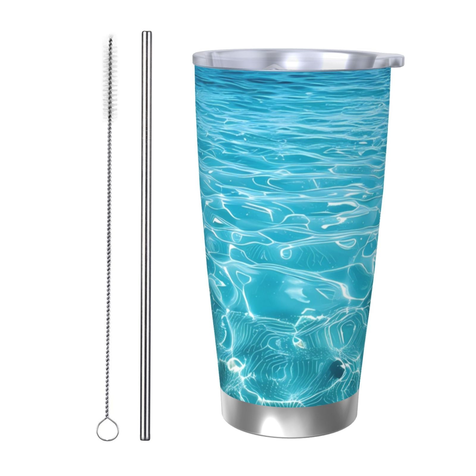 Qokaie Crystal Clear Ocean Waves Pattern 20 Oz Coffee Car Insulated ...