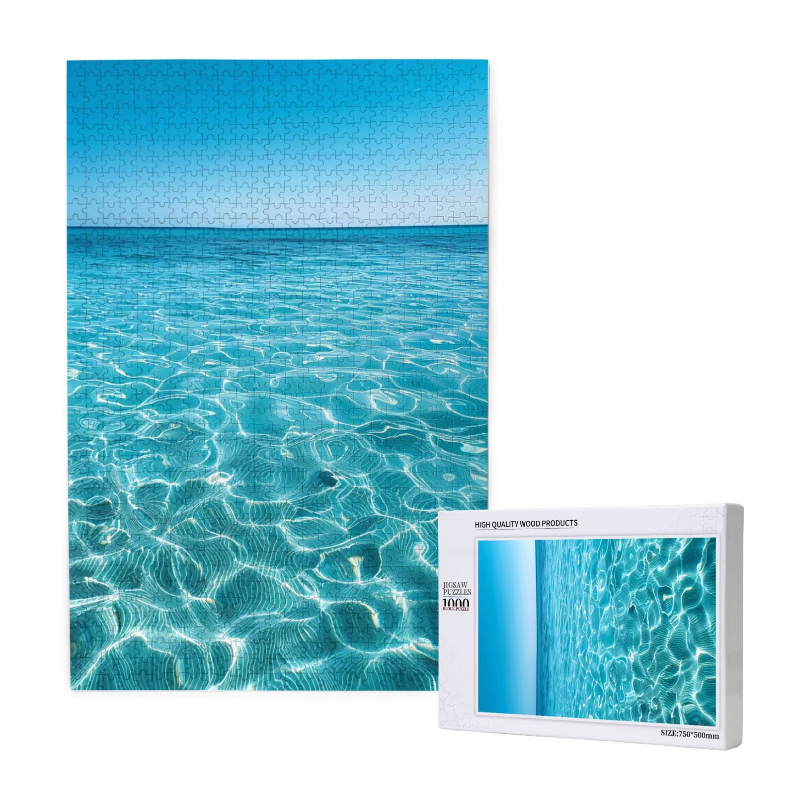 Qokaie Crystal Clear Ocean Waves Pattern Picture Puzzle,Wooden 1000 ...