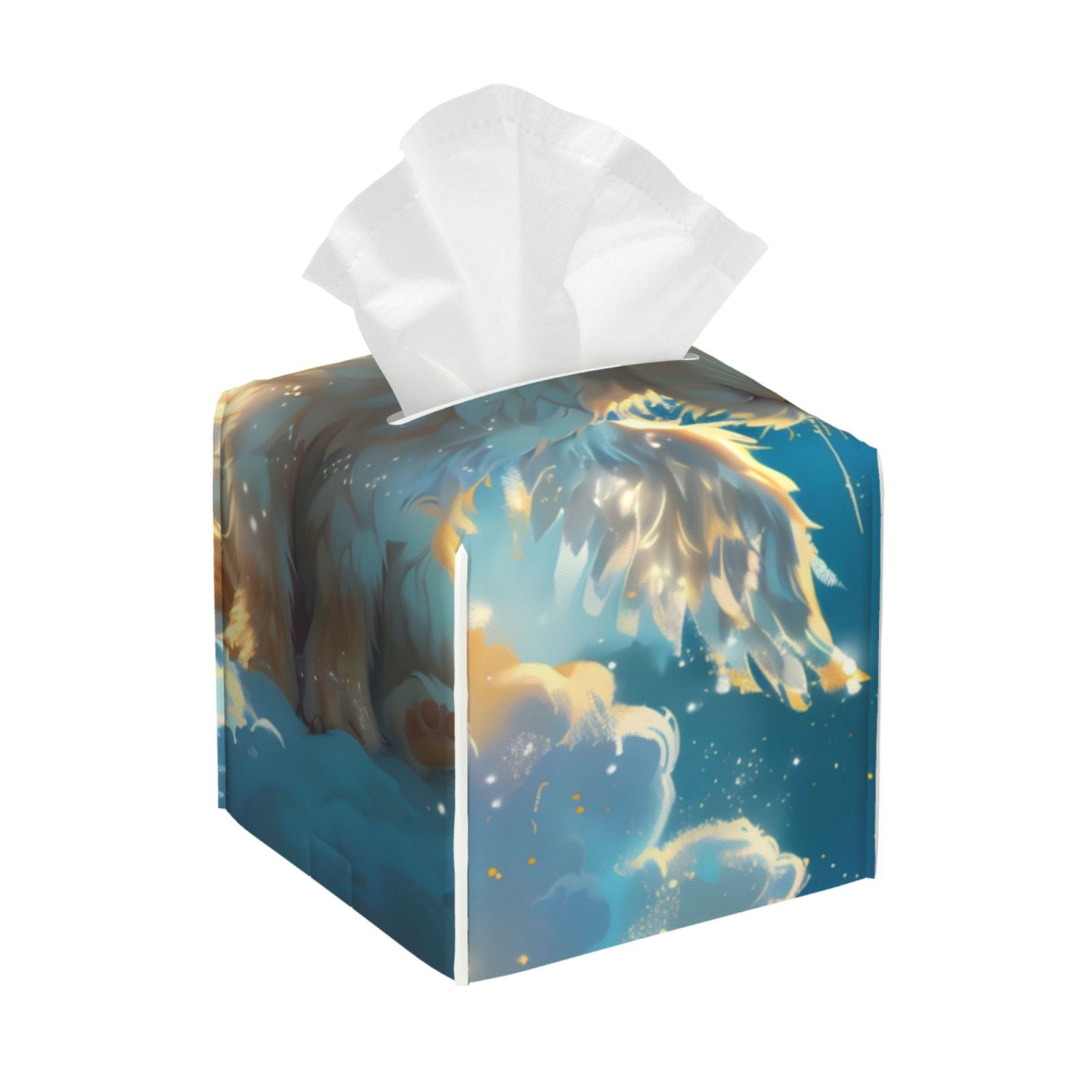 Qokaie Cute Angel Winged Rabbit Print Tissue Box Cover, Refined Modern ...