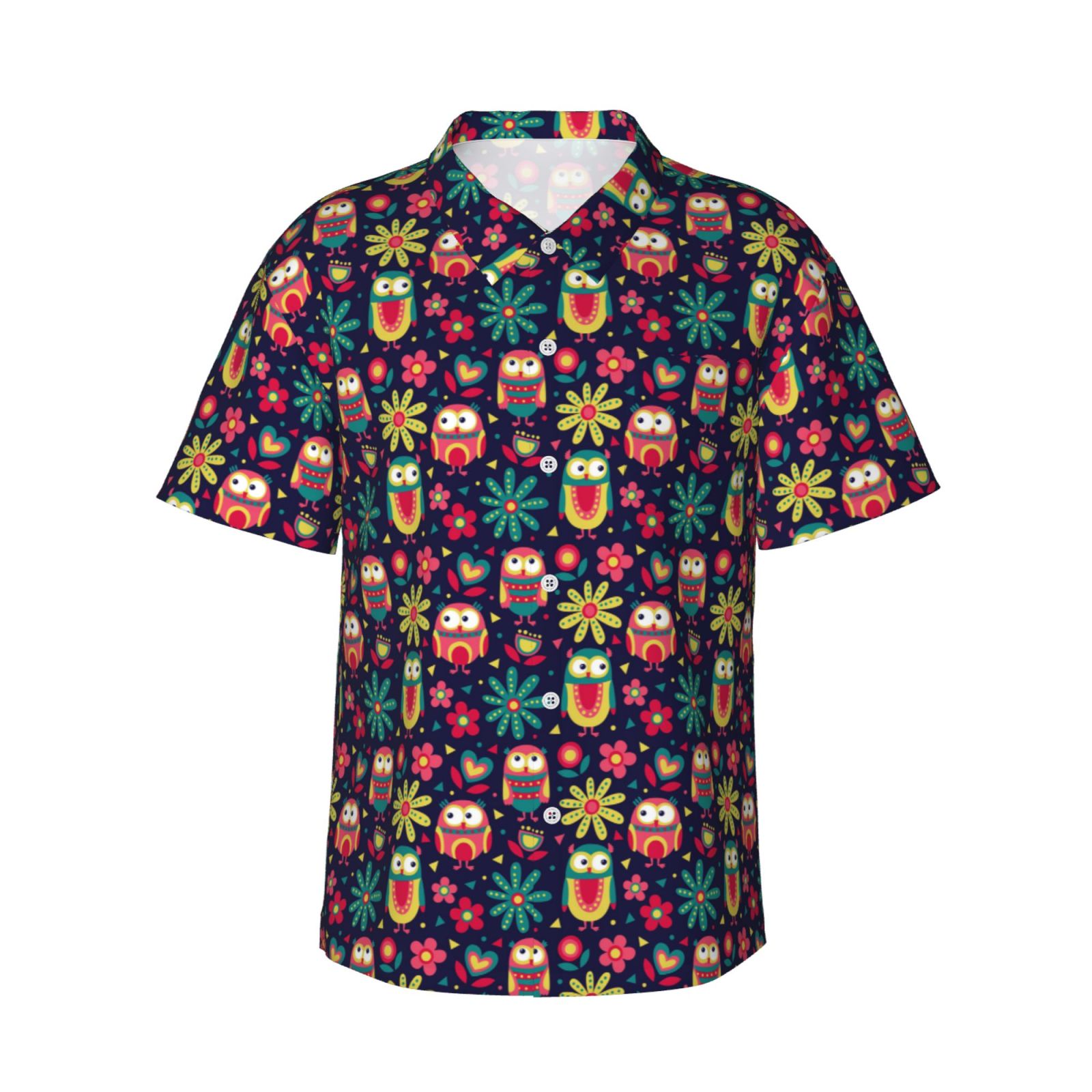 Qokaie Cute Animal Print Men’s Hawaiian Shirt – Tropical Short Sleeve ...