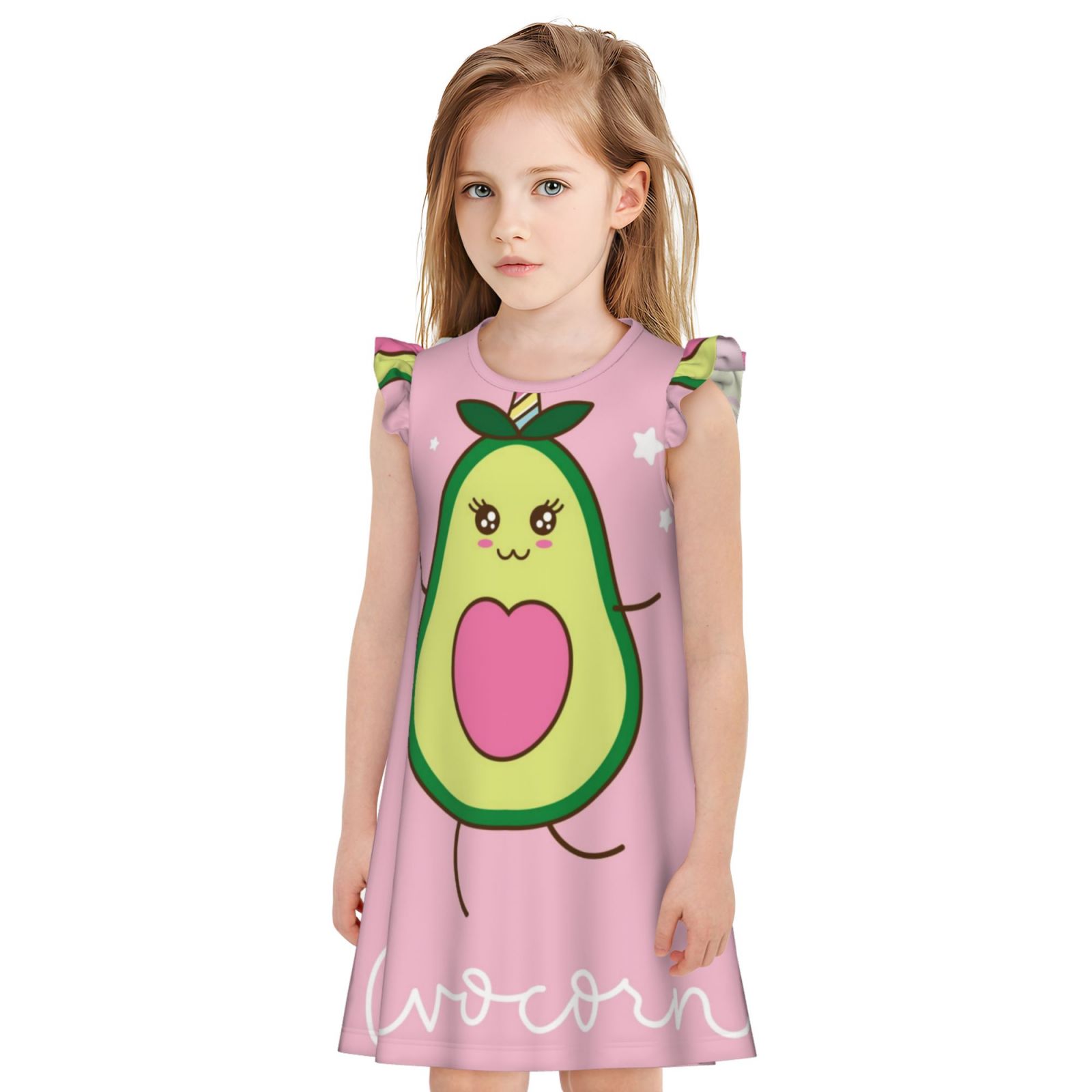 Qokaie Cute Avocado Print Girls Nightgowns, Nightgown Princess Pajama ...