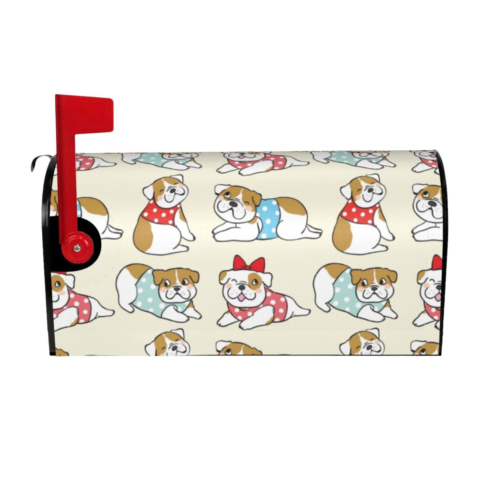 Qokaie Cute Bull Dog Printed Mailbox Cover Magnetic Mailbox for Garden ...