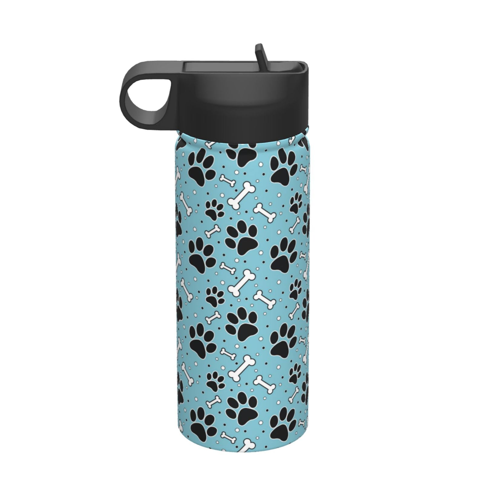 Qokaie Cute Dog Footprints Pattern 18oz Insulated Water Bottle ...