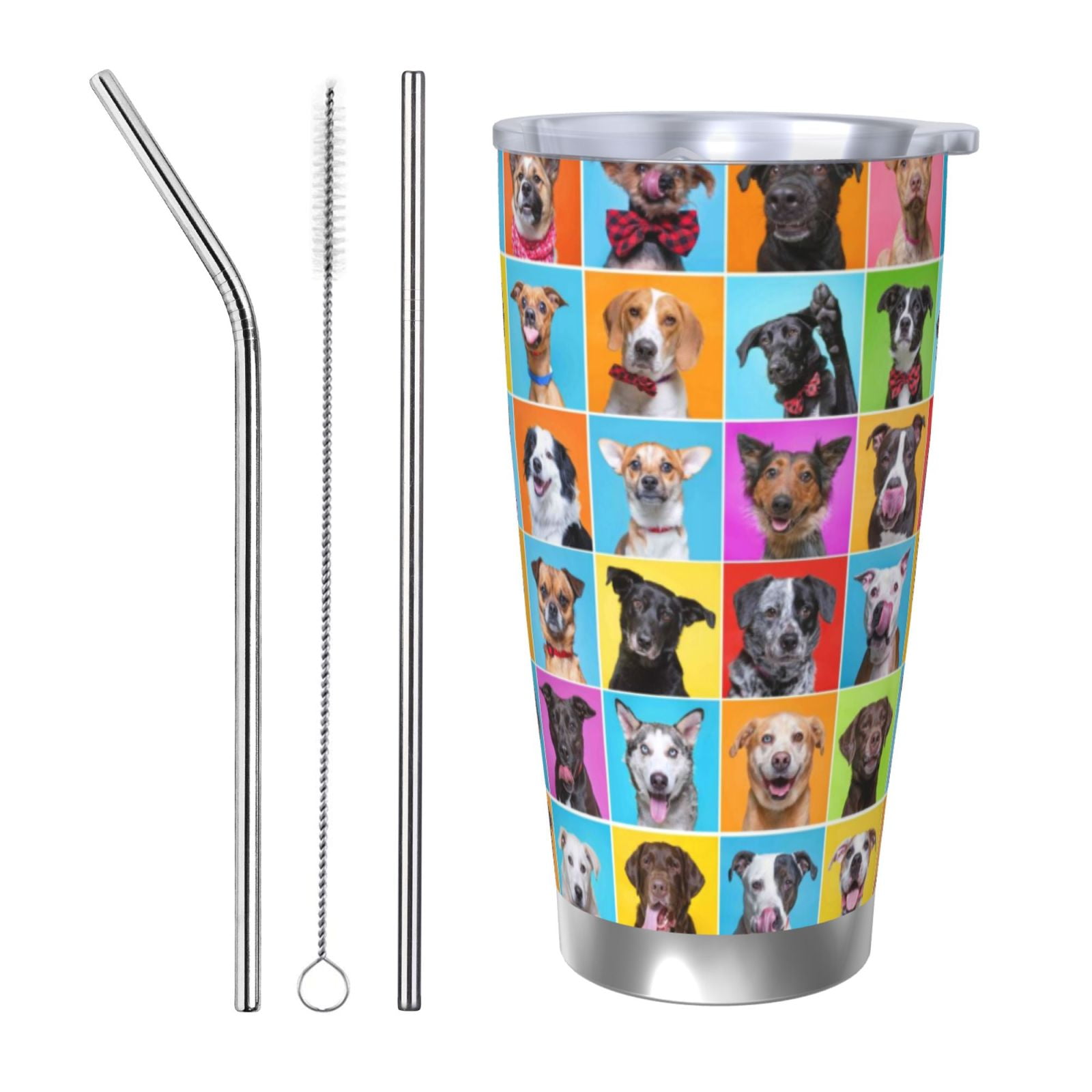 Qokaie Cute Dogs Collage Pattern 20 Oz Coffee Car Insulated Coffee Cup ...