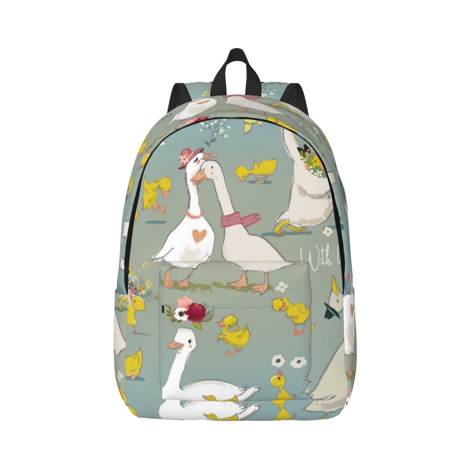 Qokaie Cute Farm Birds Pattern Canvas Backpack Travel Daypack Student ...
