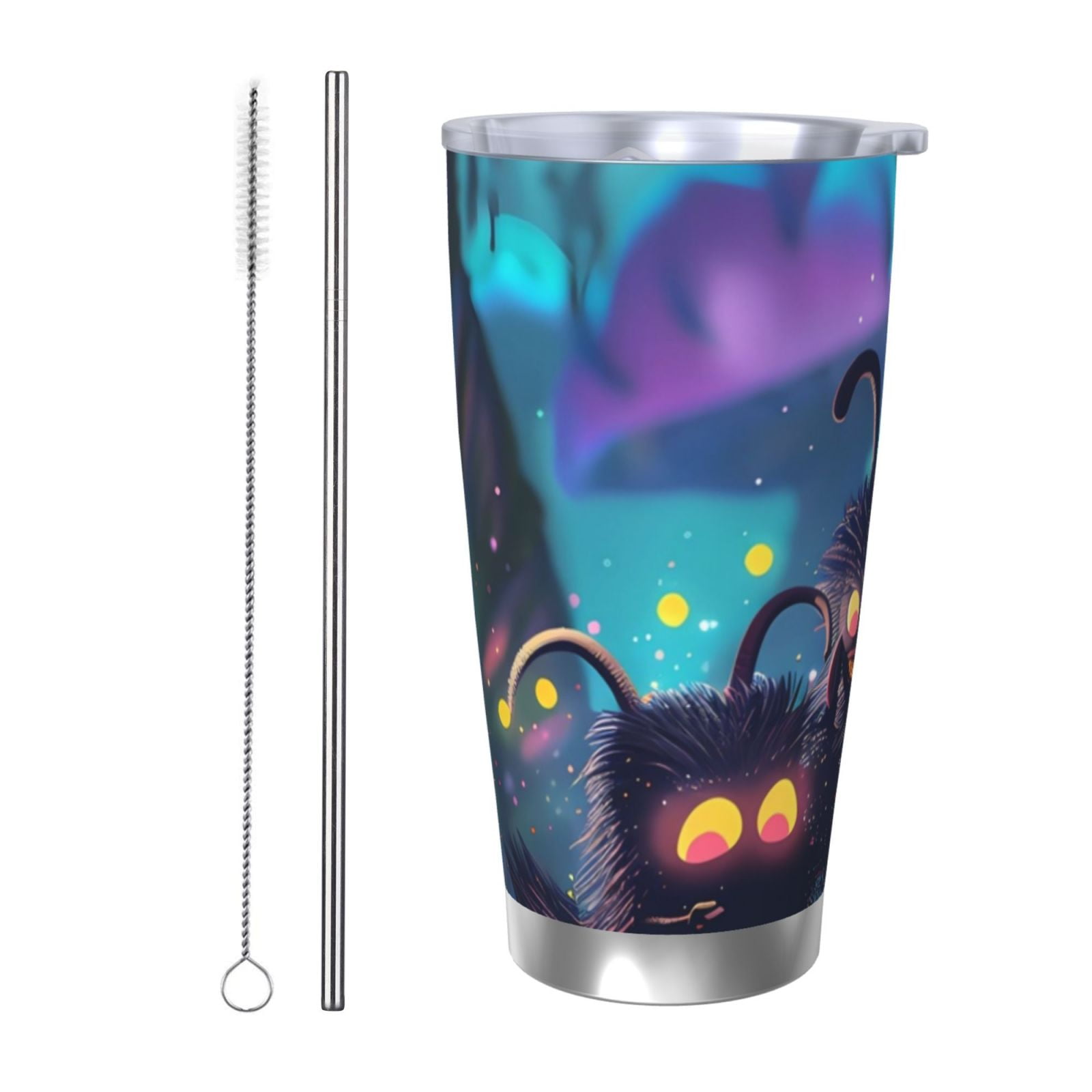 Qokaie Cute Fuzzy Fantasy Creatures Pattern 20 Oz Coffee Car Insulated ...