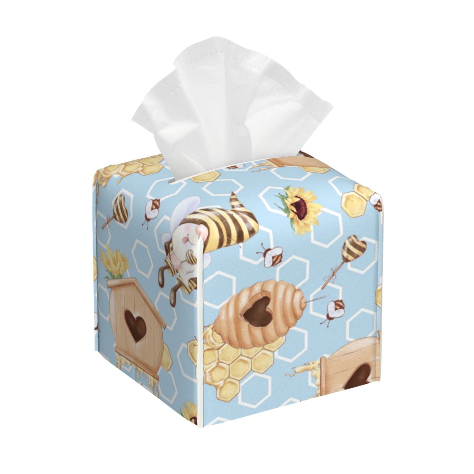 Qokaie Cute Gnome Bee Collects Honey Print Tissue Box Cover, Refined ...