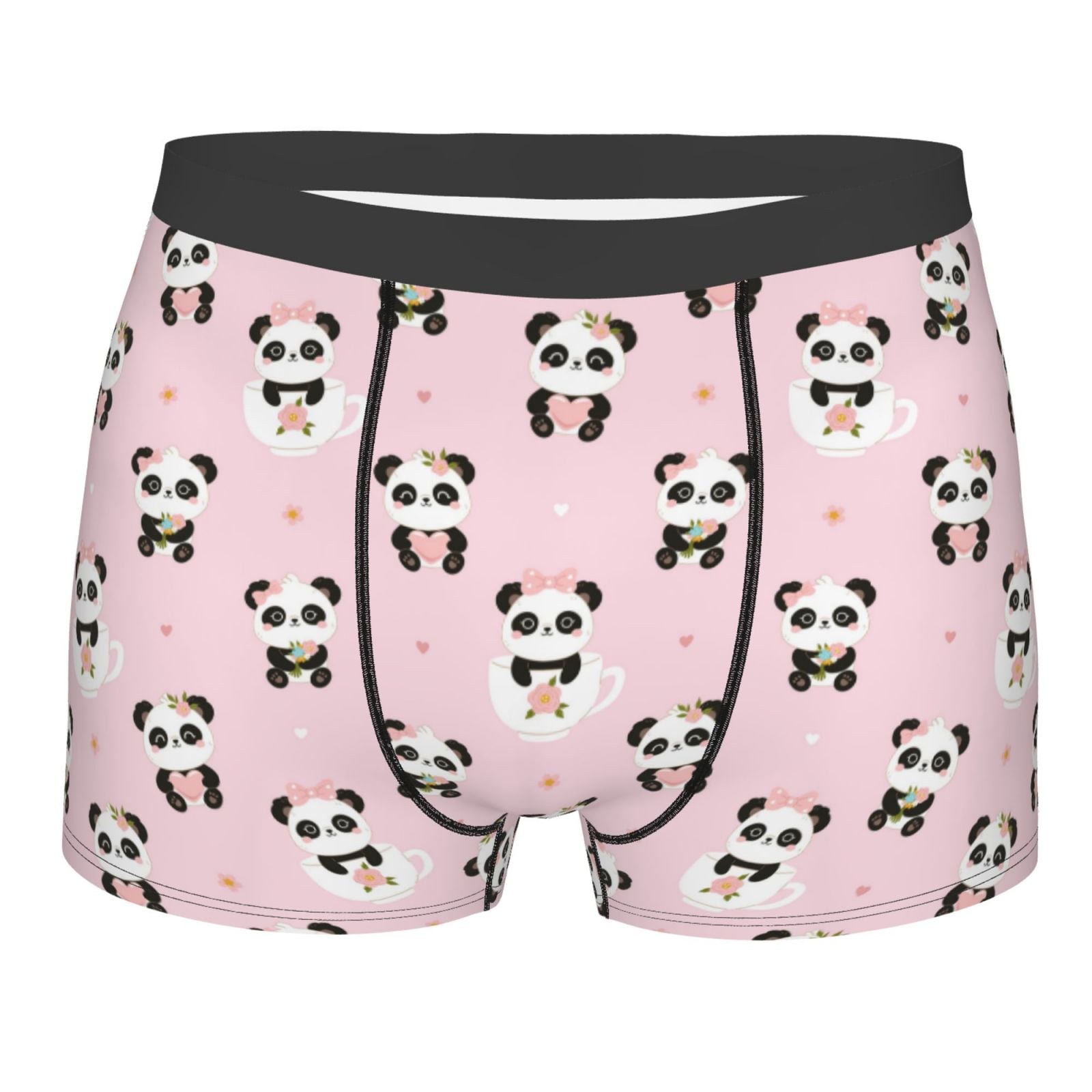 Qokaie Cute Kawaii Panda Print Mens Underwear Microfiber Boxer Brief ...