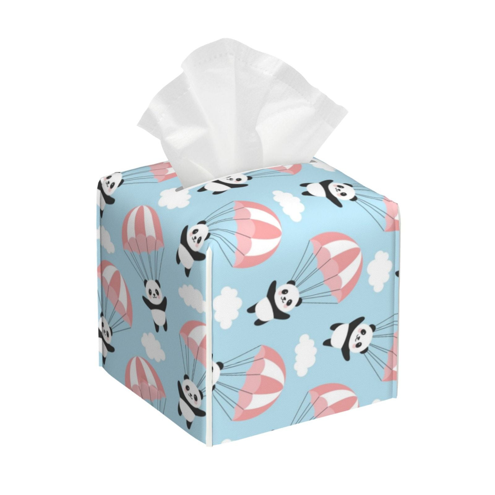 Qokaie Cute Panda Flying in the Sky Print Tissue Box Cover, Refined ...