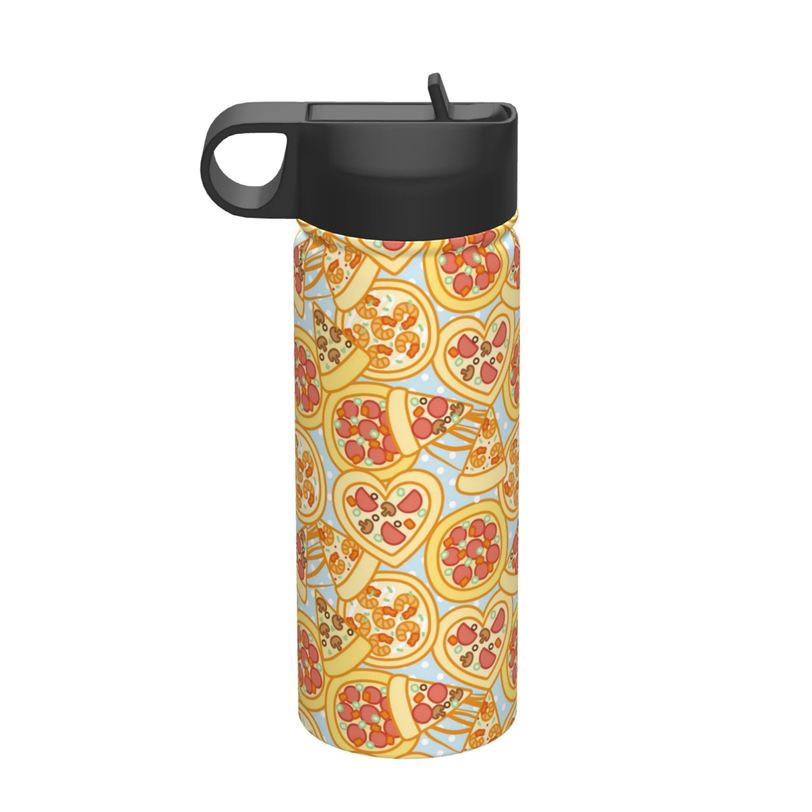 Qokaie Cute Pizza In Various Pattern 18oz Insulated Water Bottle, Stainless Steel Sports Bottle ...