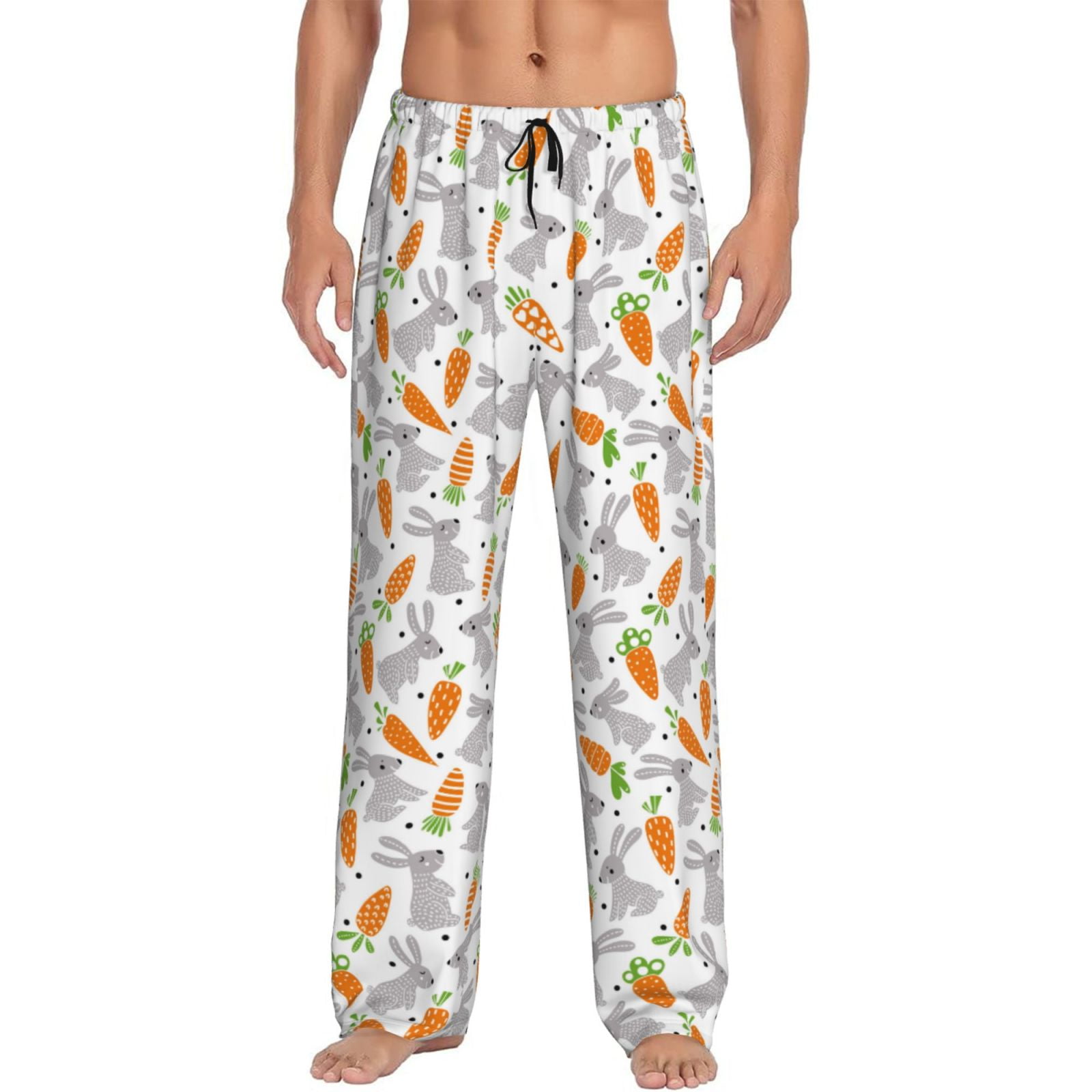 Qokaie Cute Rabbit Drawing Silky Soft Men Pajama Pants ,Breathable ...
