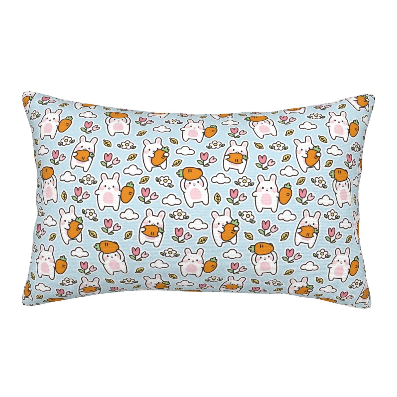 Qokaie Cute Rabbit Hold Carrot Print Pillow Cases ,Soft Pillowcases ...