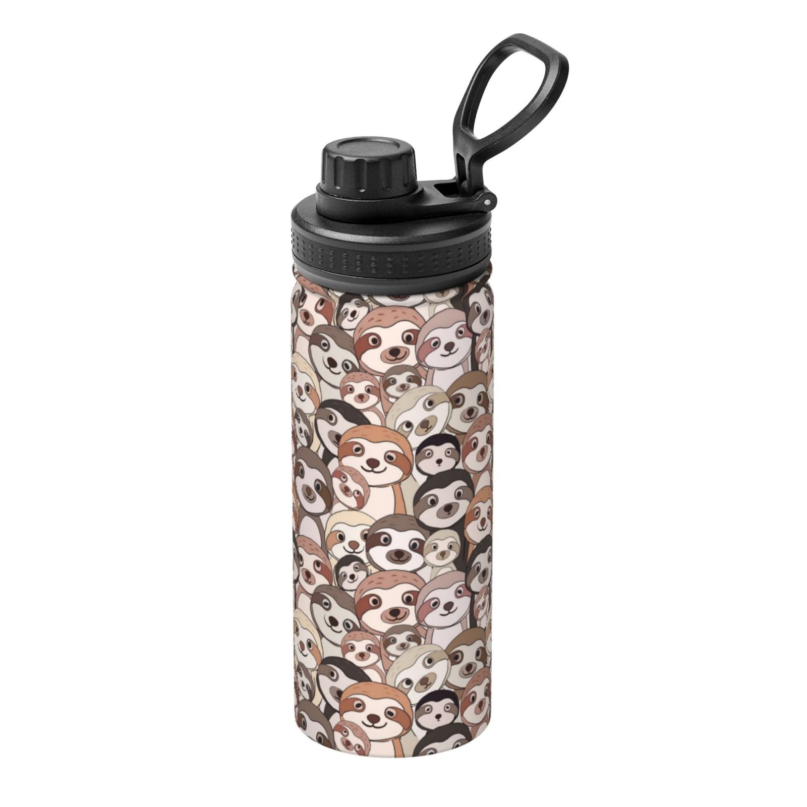 Qokaie Cute brown sloth monkey Pattern 18oz Insulated Water Bottle ...