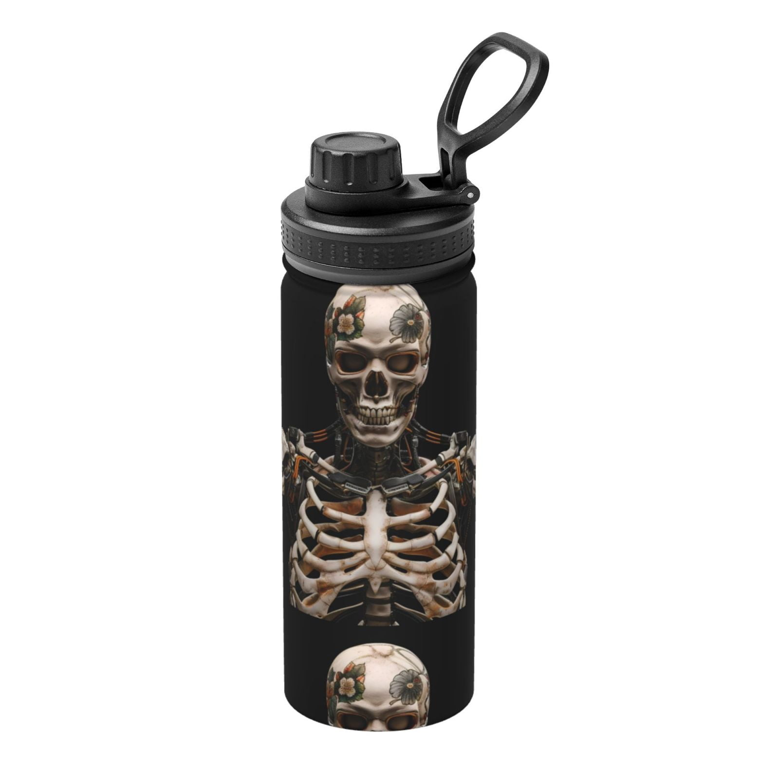 Qokaie Cyber Skeleton With Tattoos Pattern 18oz Insulated Water Bottle ...