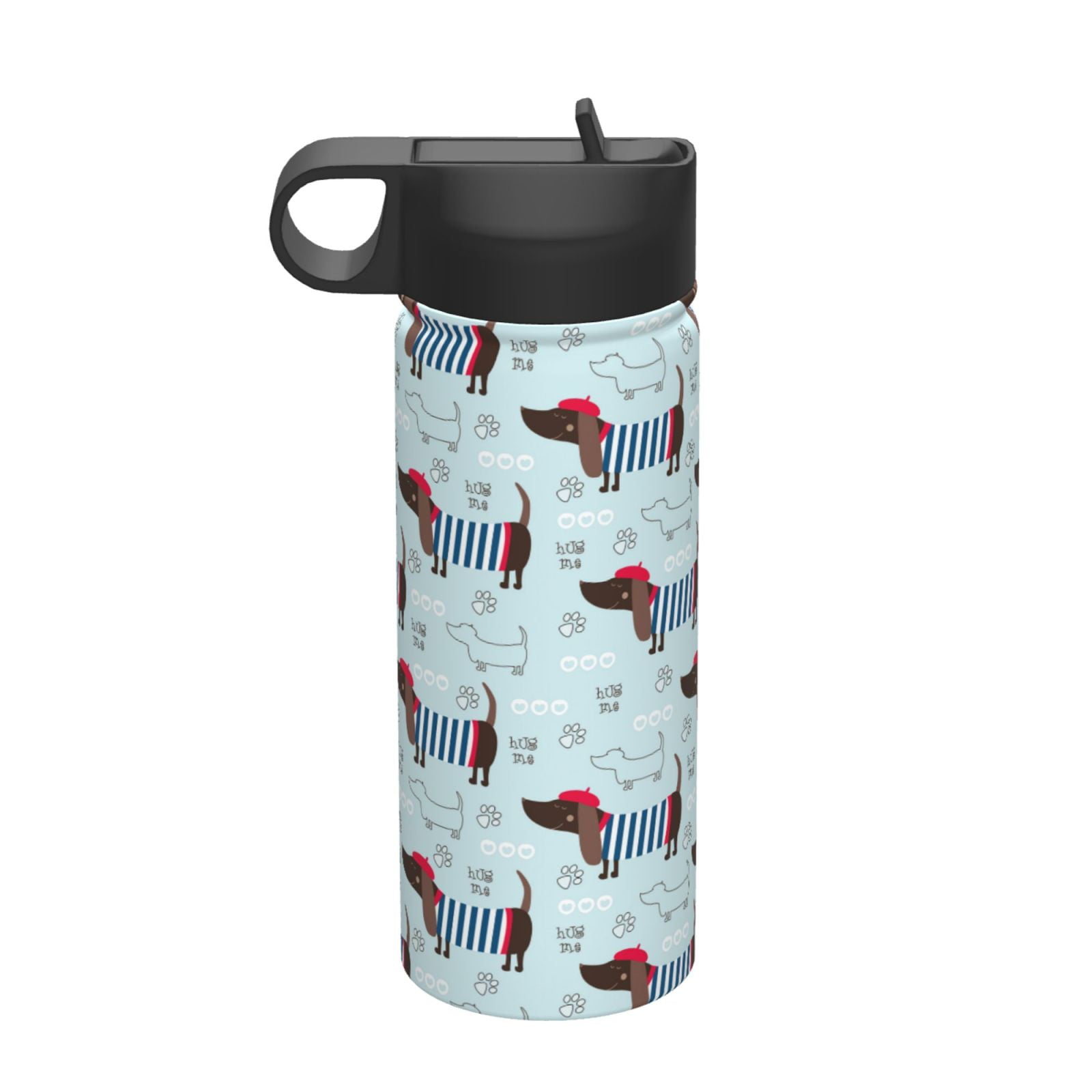 Qokaie Dachshund Dog Puppy Pattern 18oz Insulated Water Bottle ...