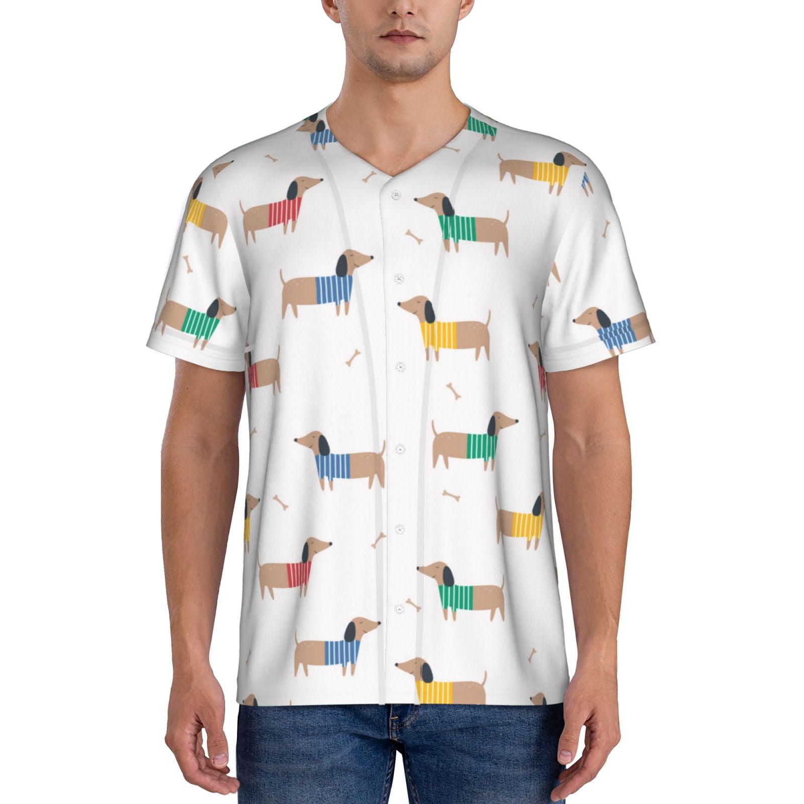 Qokaie Dachshund Dog Puppy Pattern Mens Polo Shirts Quick Dry Short ...