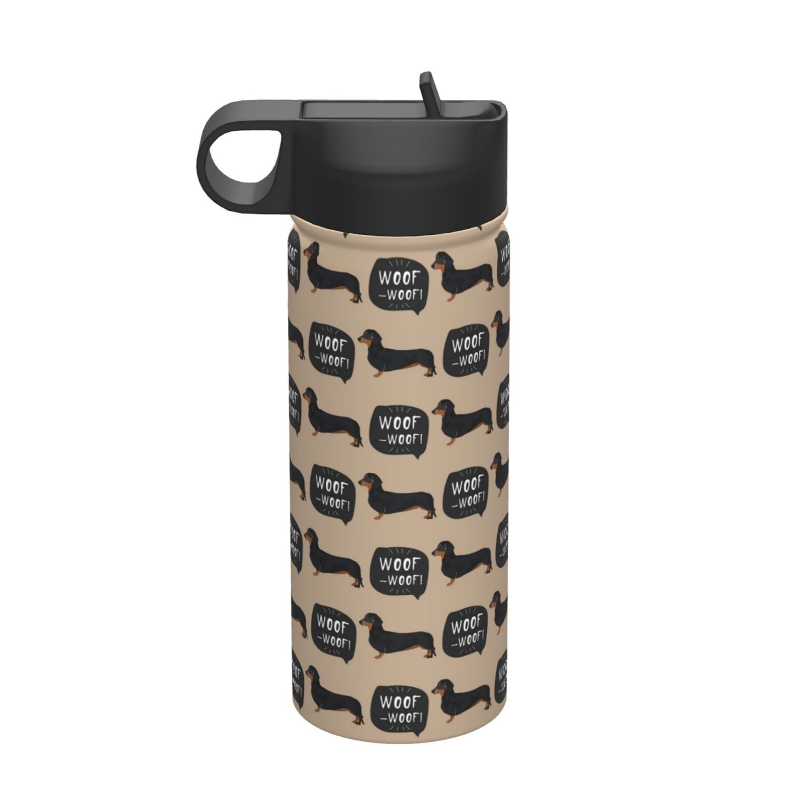 Qokaie Dachshund Dog Woof Pattern 18oz Insulated Water Bottle ...