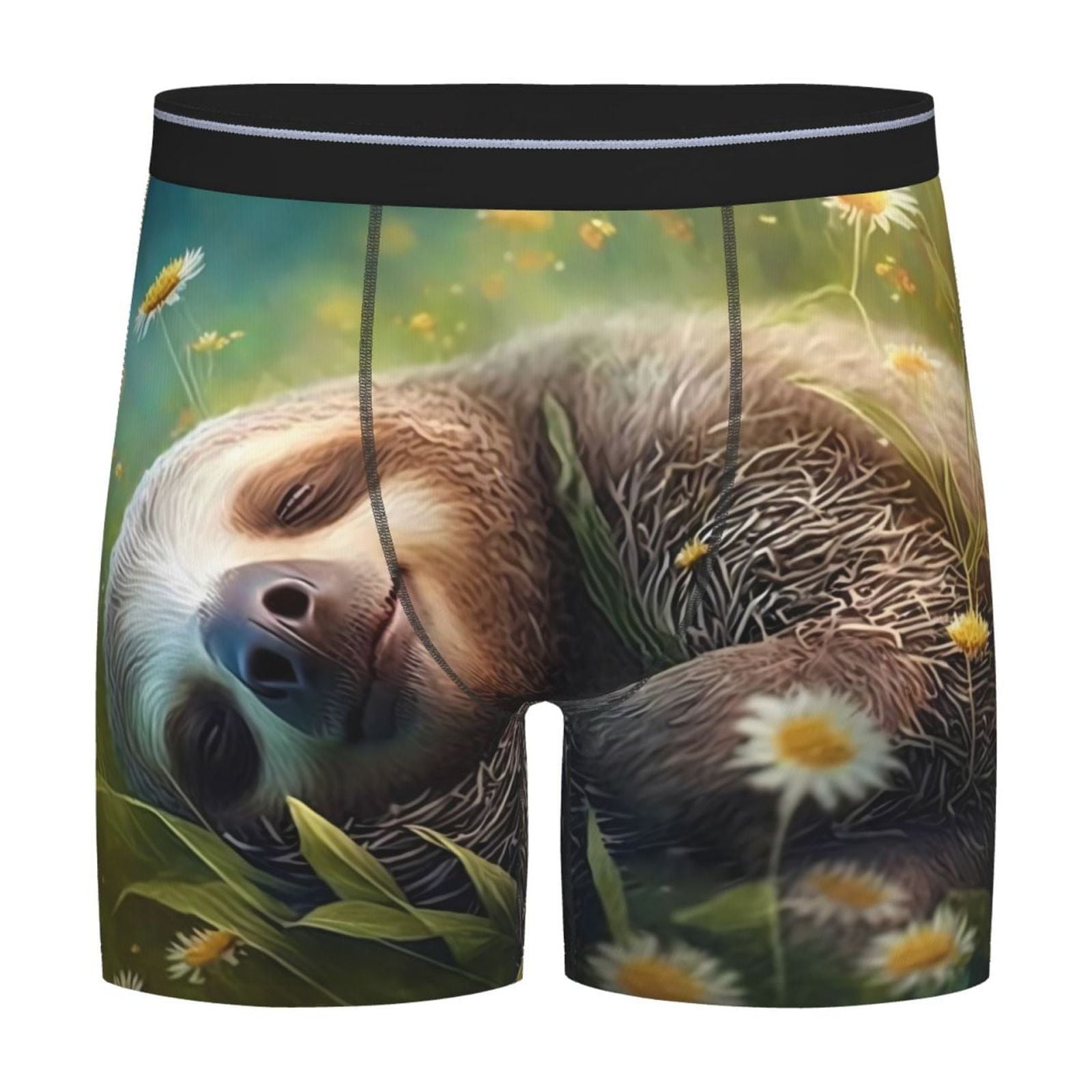 Qokaie Daisy Sleeping Sloth for Men's Cotton Briefs Underwear, Long Leg ...