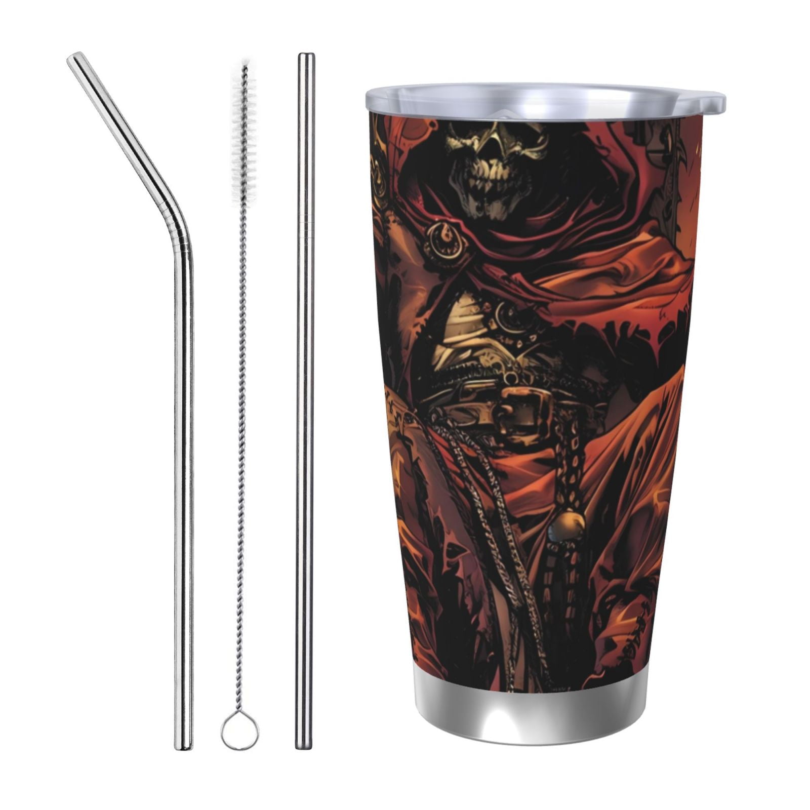 Qokaie Dark Skull King Throne Pattern 20 Oz Coffee Car Insulated Coffee ...