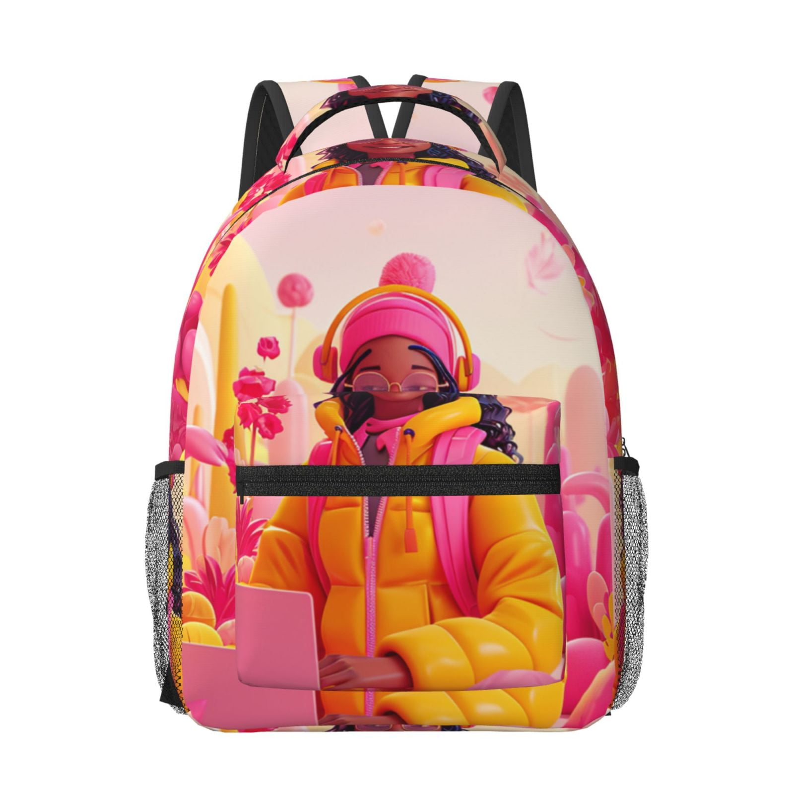 Qokaie Digital Nomad Pink Landscape Style School Backpack Travel Bag ...