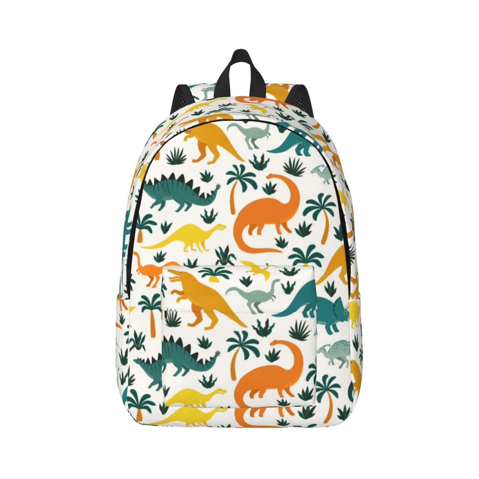 Qokaie Dinosaurs and Tropical Leaves Pattern Canvas Backpack Travel ...