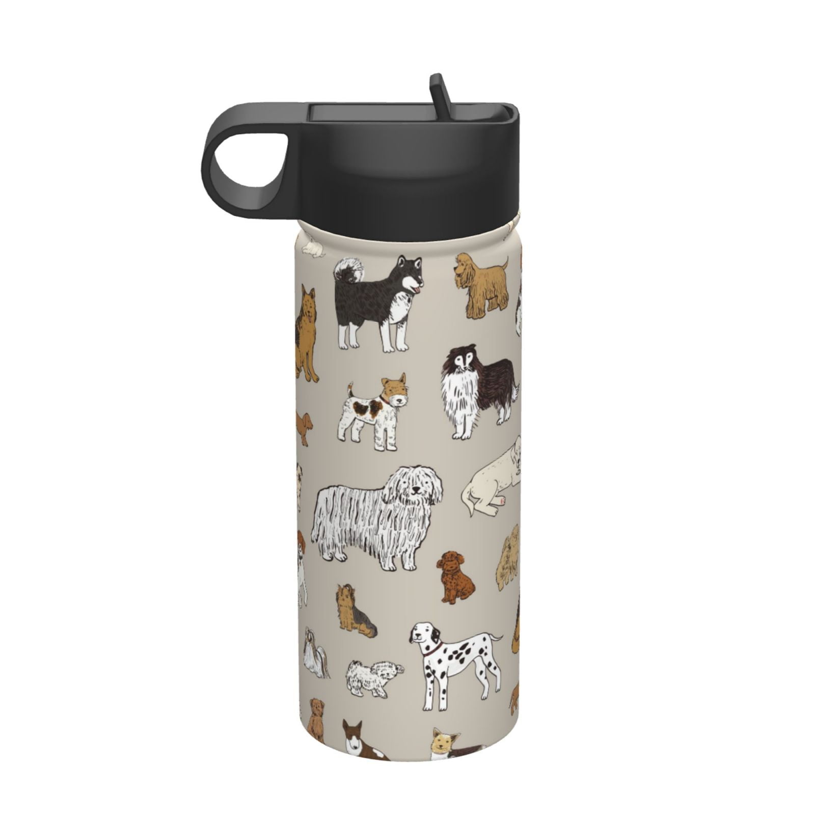 Qokaie Dog Animal Pattern 18oz Insulated Water Bottle, Stainless Steel ...