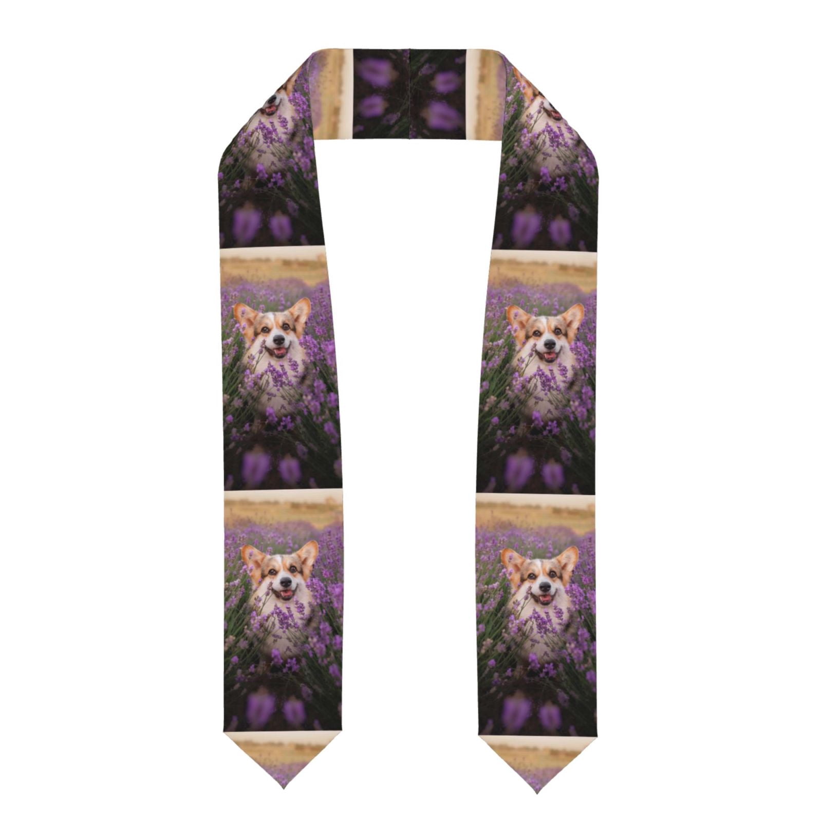 Qokaie Dog in Lavender Flowers Pattern Graduation Shawl Stole ...