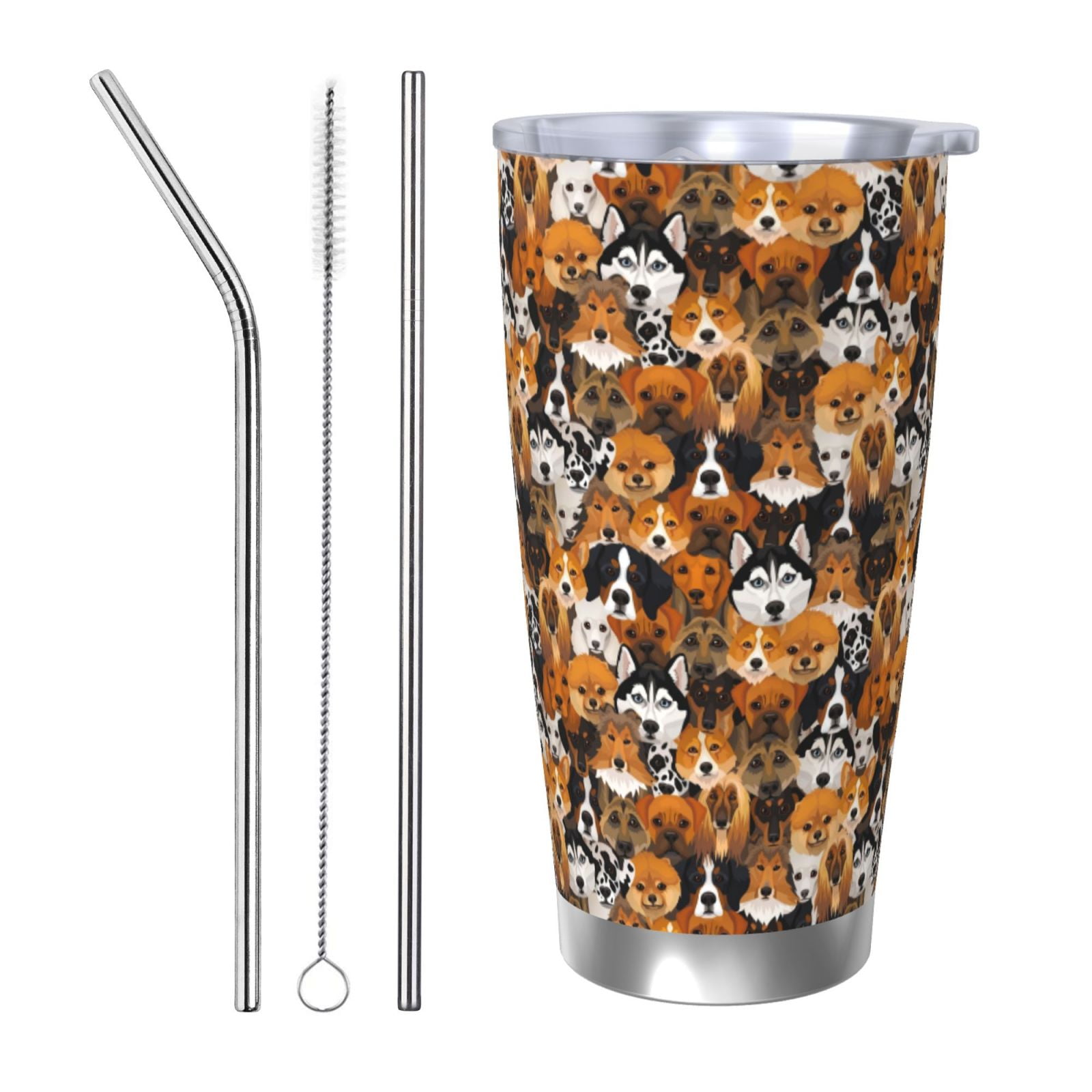 Qokaie Dogs Different Breeds Pattern 20 Oz Coffee Car Insulated Coffee ...