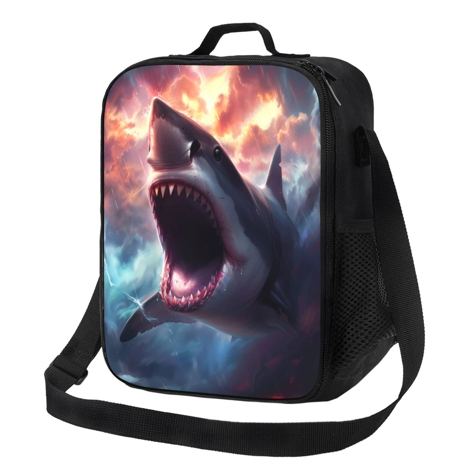 Qokaie Dramatic Shark Attack Print Lunch Box for Men Women Adults Lunch ...