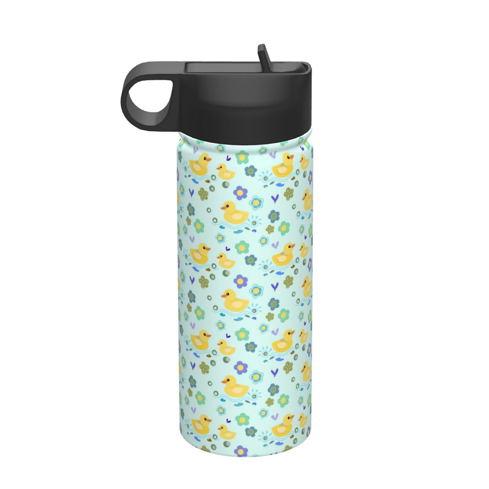 Qokaie Duck Cartoon Pattern 18oz Insulated Water Bottle, Stainless ...