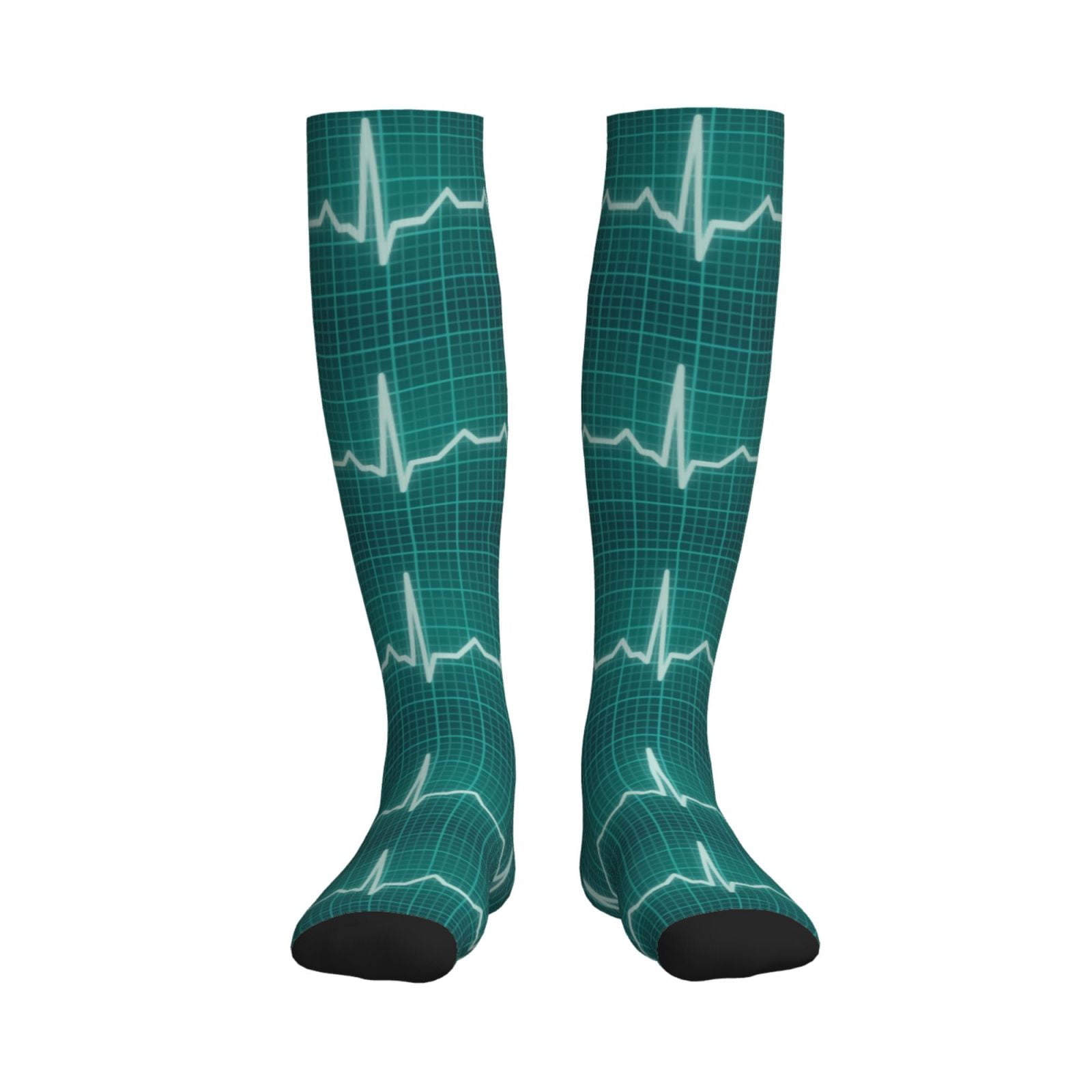 Qokaie ECG Wave Drawing Sports Compression Socks - Comfortable ...