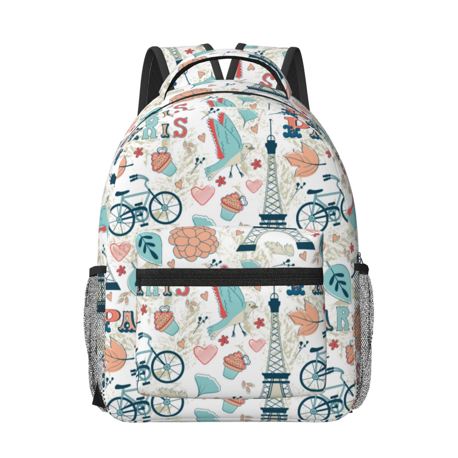 Qokaie Eiffel Tower Style School Backpack Travel Bag for Men & Women ...