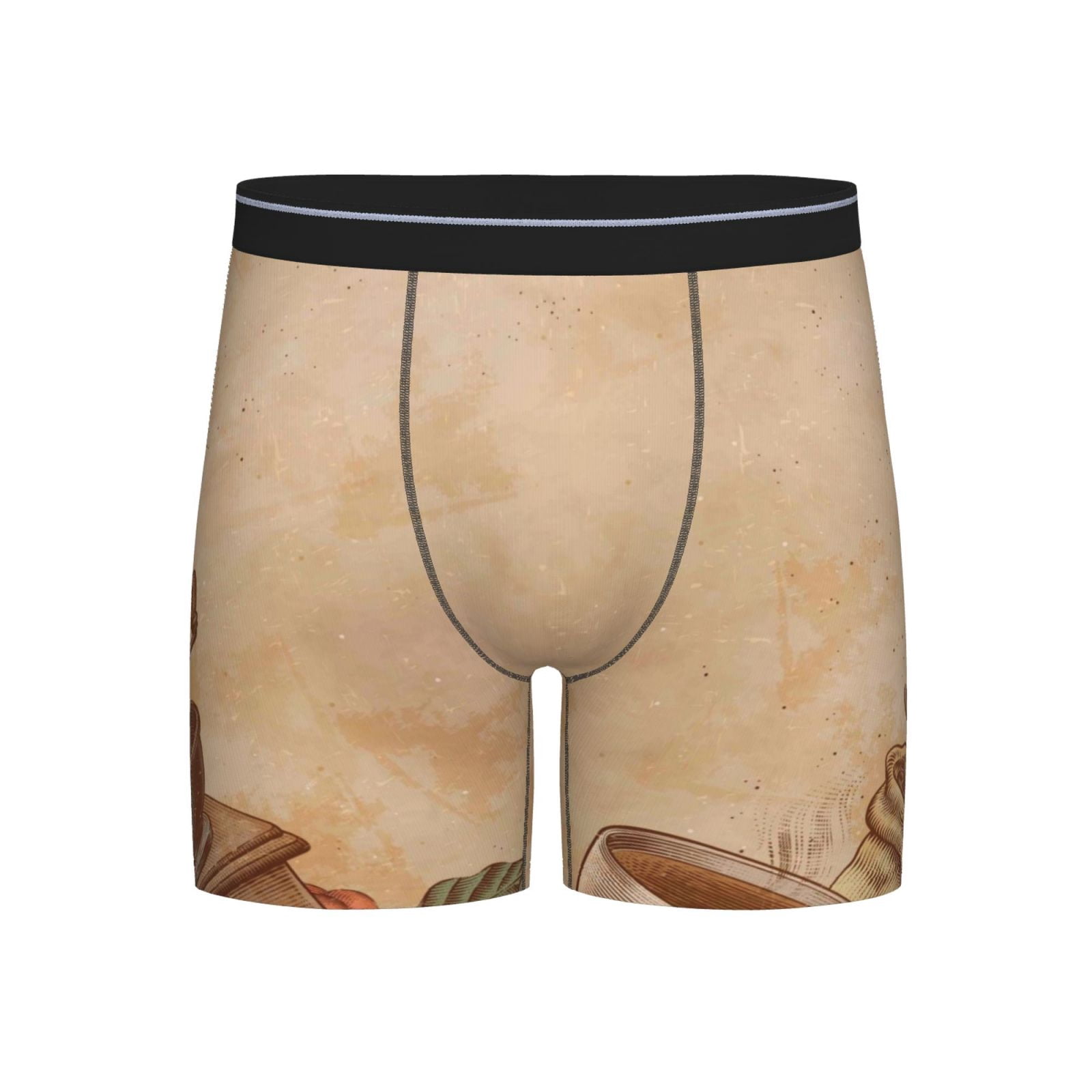 Qokaie Engraved Coffee On Kraft Paper for Men's Cotton Briefs Underwear ...
