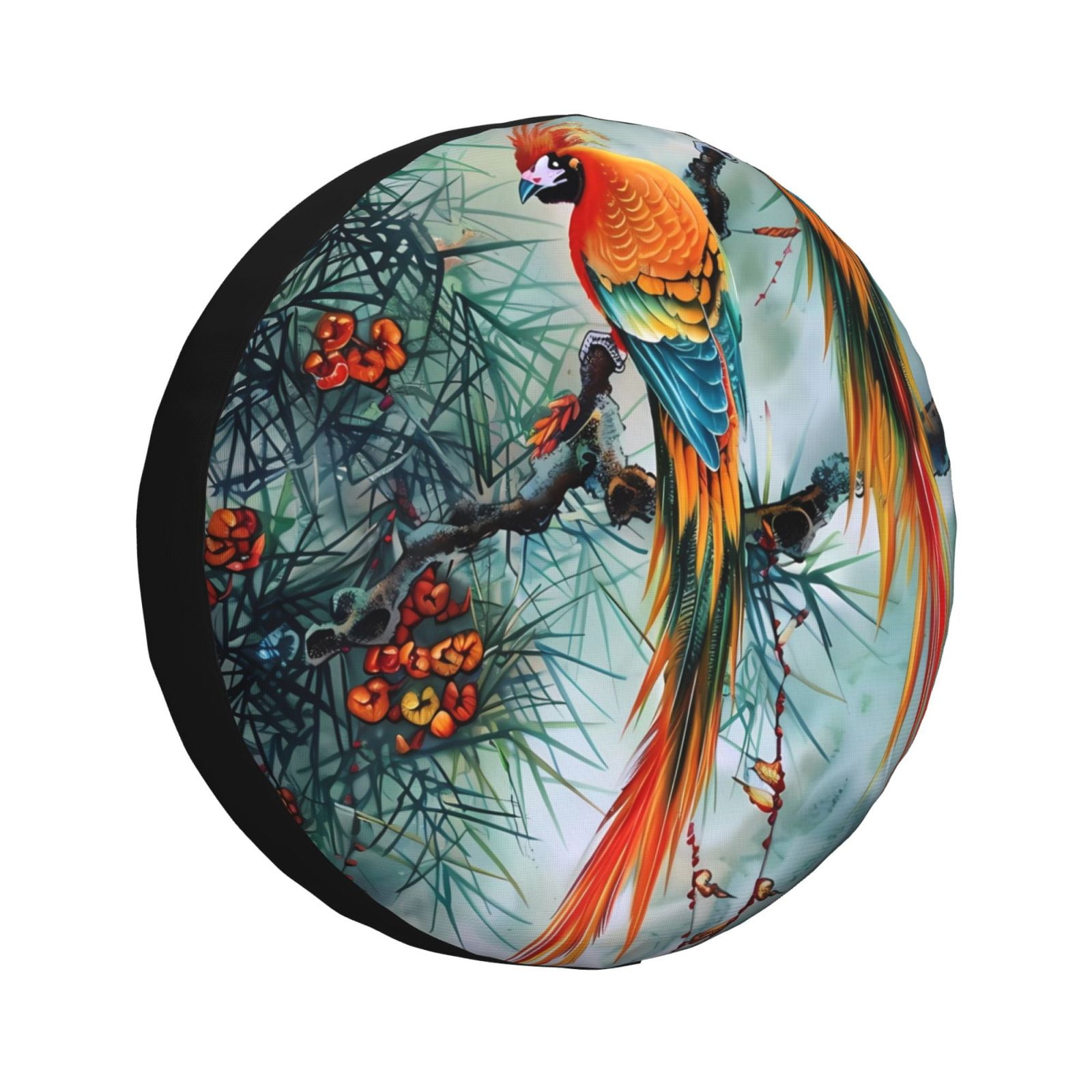 Qokaie Exotic Birds Forest Pattern Tire Cover, Waterproof Leather Wheel ...