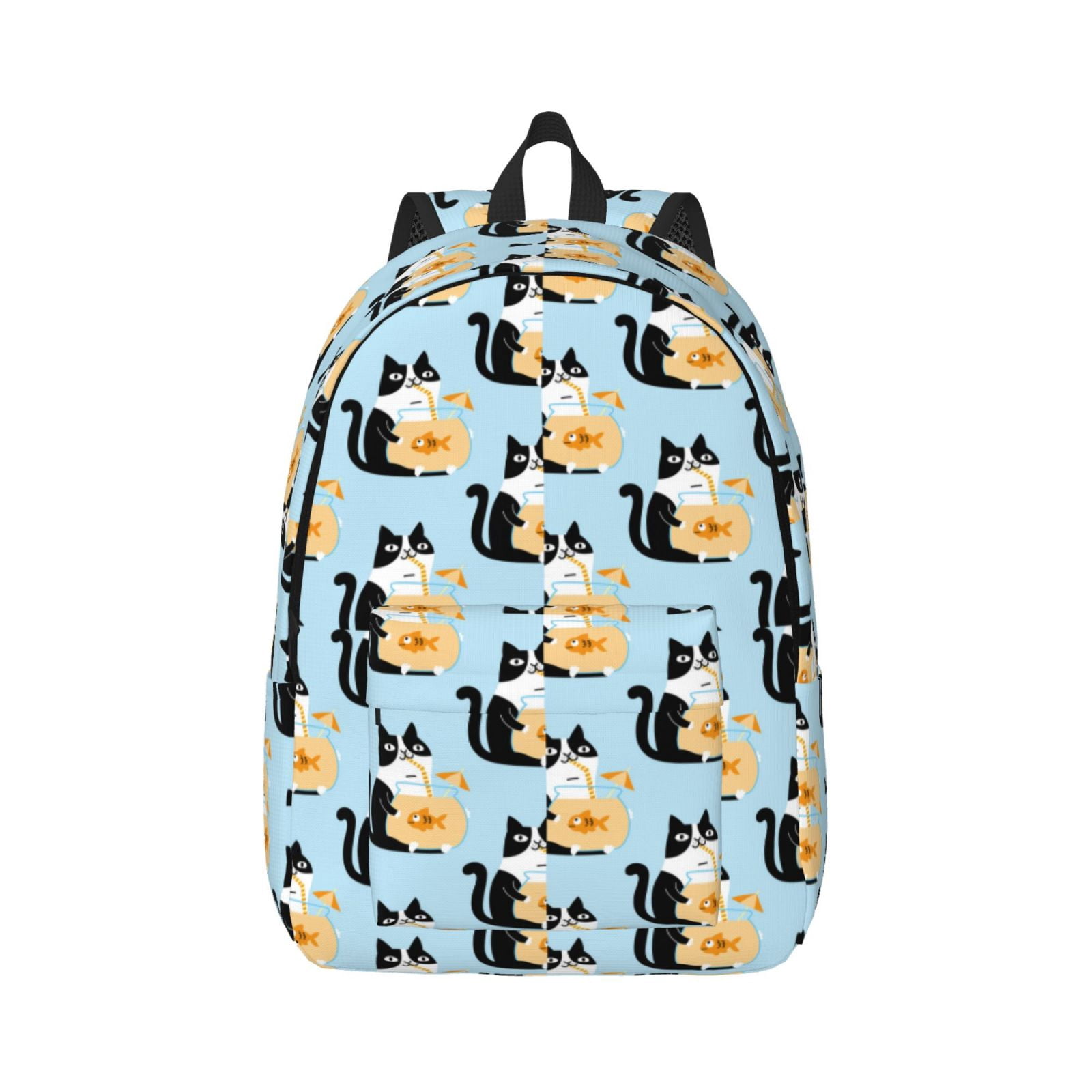 Qokaie FUNNY CAT IS DRINKING WATER Pattern Canvas Backpack Travel ...