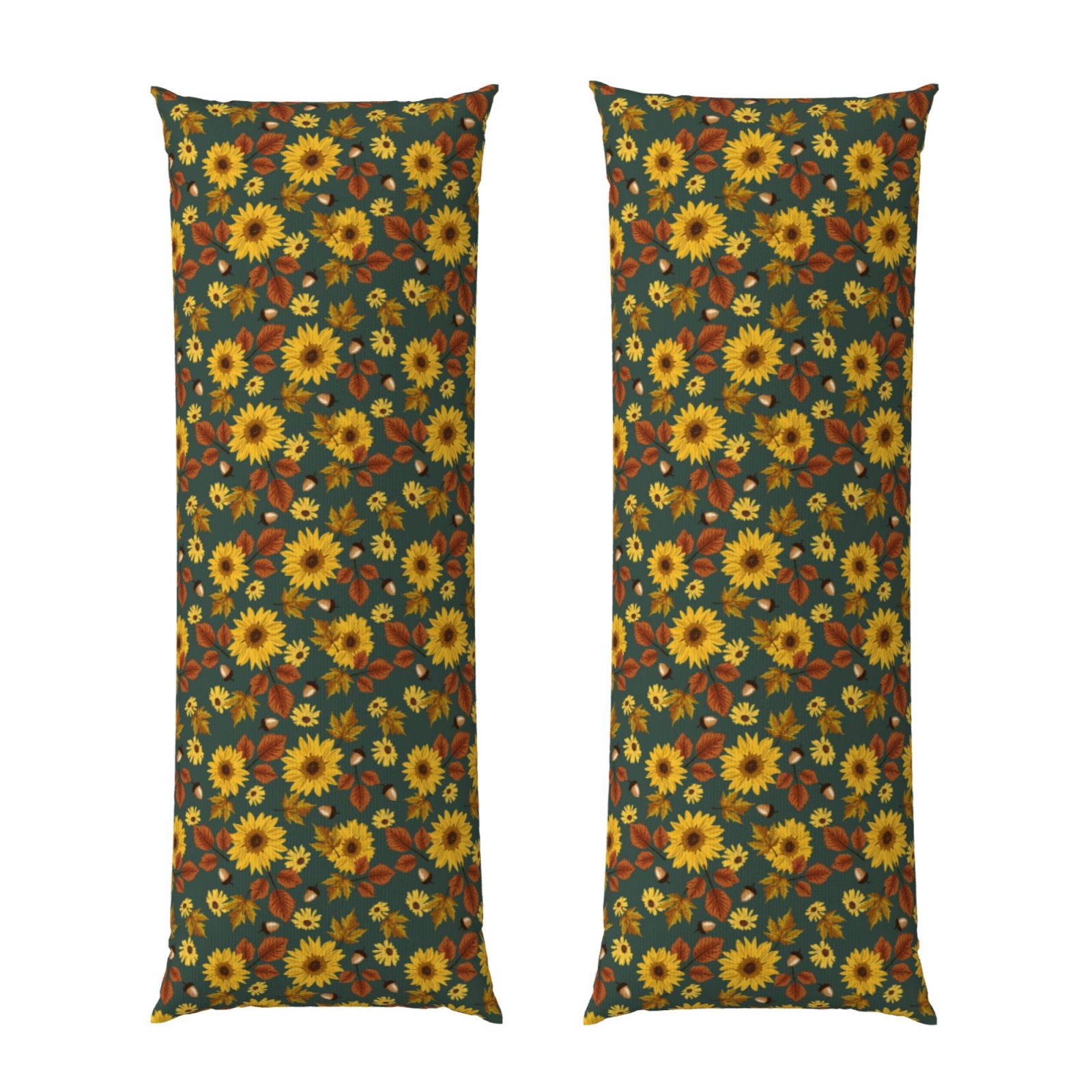 Qokaie Fall Daisy Leaf Nuts Print Cotton Hypoallergenic Body Pillow ...