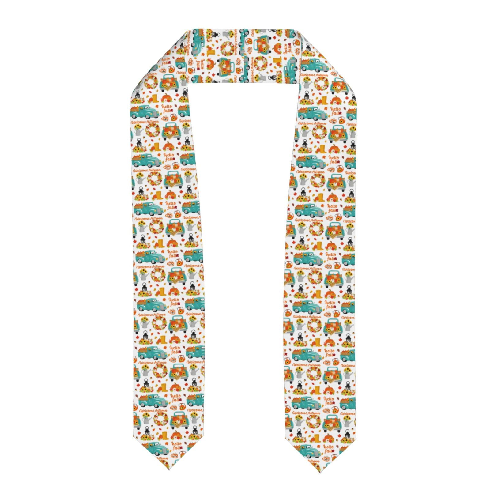 Qokaie Fall Pumpkins And Sunflowers Pattern Graduation Shawl Stole ...