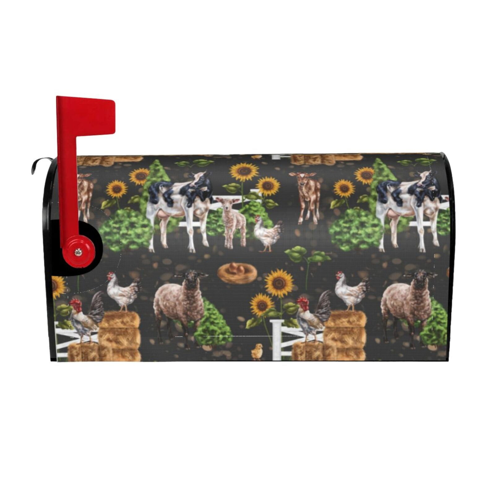 Qokaie Farm Animals 2 Printed Mailbox Cover Magnetic Mailbox for Garden ...