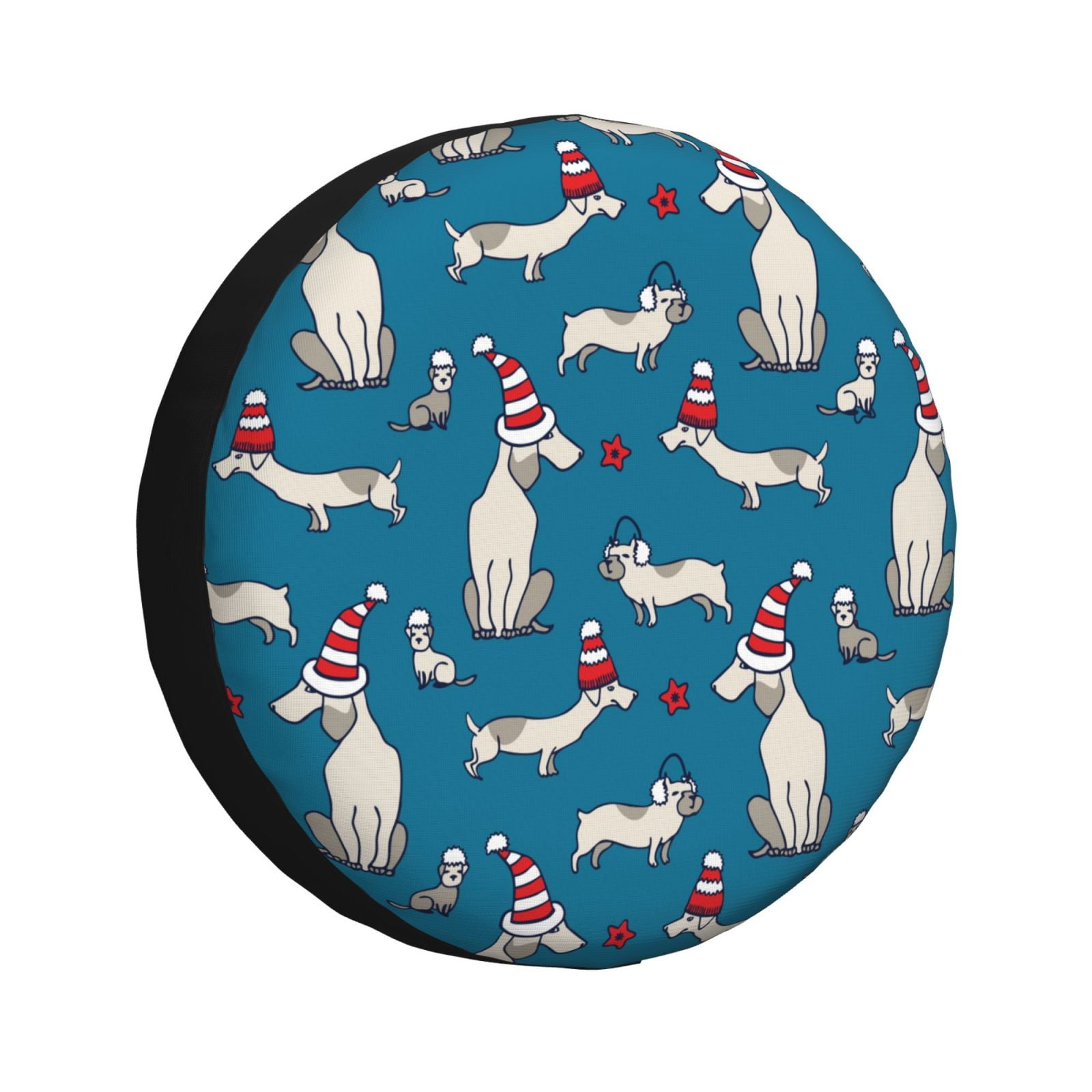 Qokaie Festive Dachshund Fun Pattern Tire Cover, Waterproof Leather ...