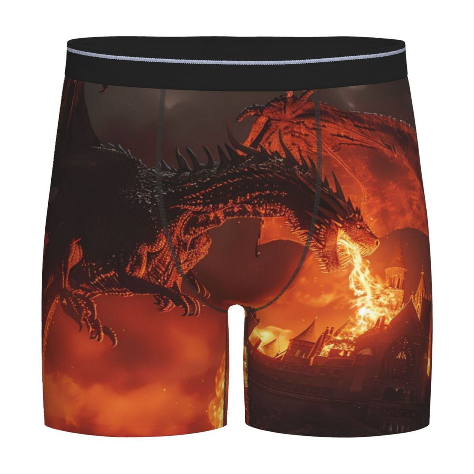 Qokaie Fiery Dragons Castle Attack for Men's Cotton Briefs Underwear ...