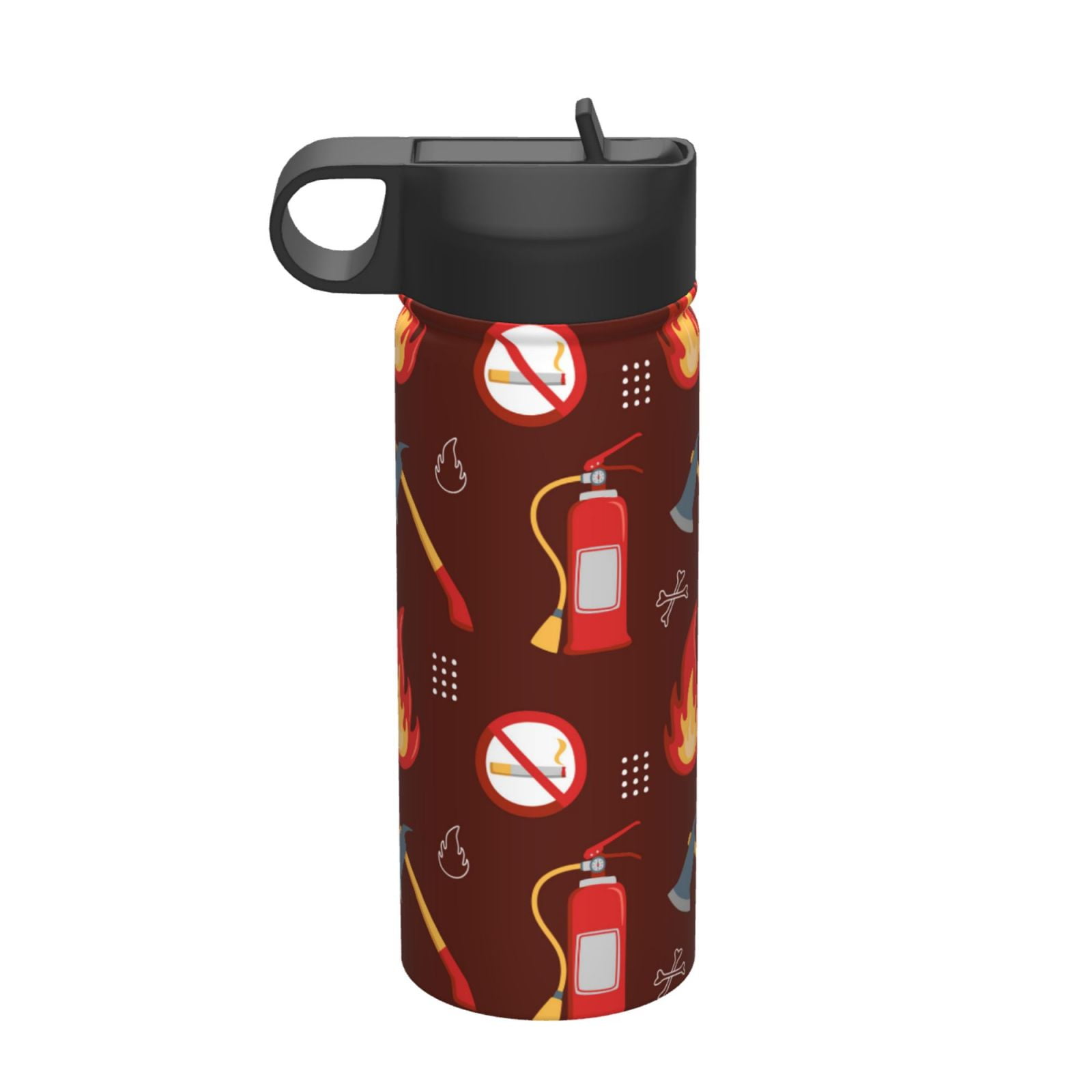 Qokaie Fire Extinguisher Pattern 18oz Insulated Water Bottle, Stainless ...