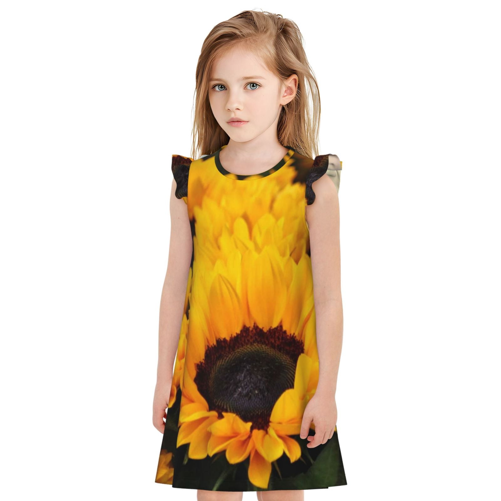Qokaie Flower Bush Sunflower Print Girls Nightgowns, Nightgown Princess ...
